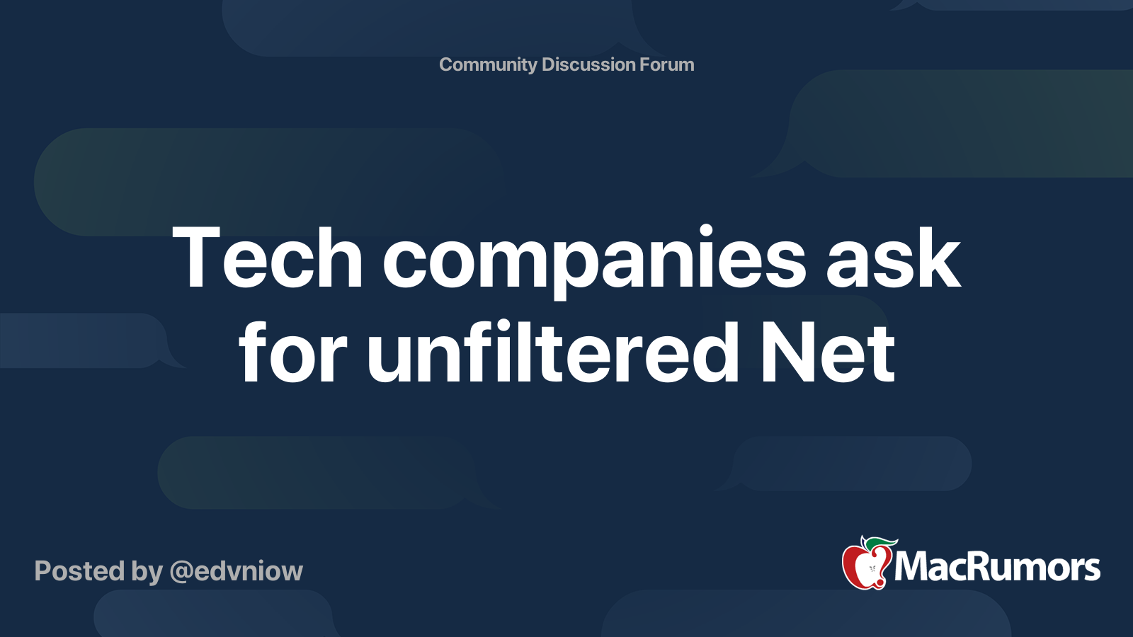 Tech companies ask for unfiltered Net | MacRumors Forums