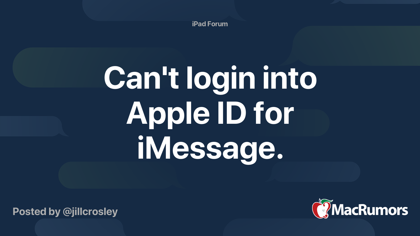 Can't login into Apple ID for iMessage. | MacRumors Forums