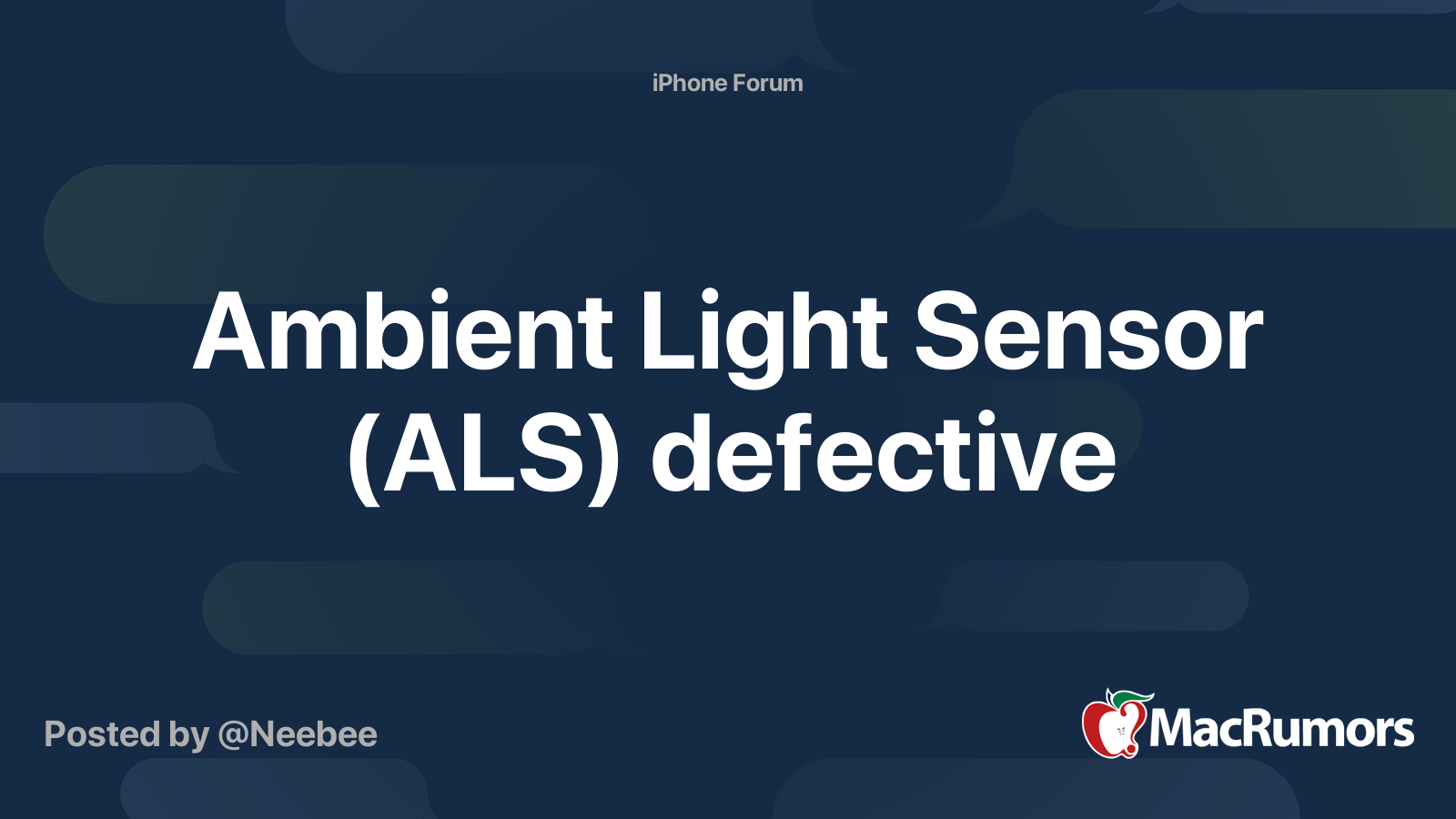 Ambient Light Sensor (ALS) defective | MacRumors Forums