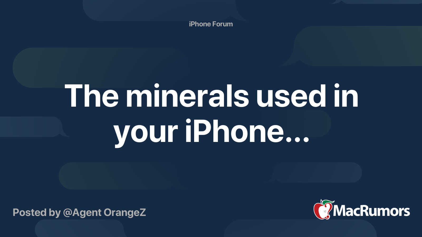 The minerals used in your iPhone... | MacRumors Forums