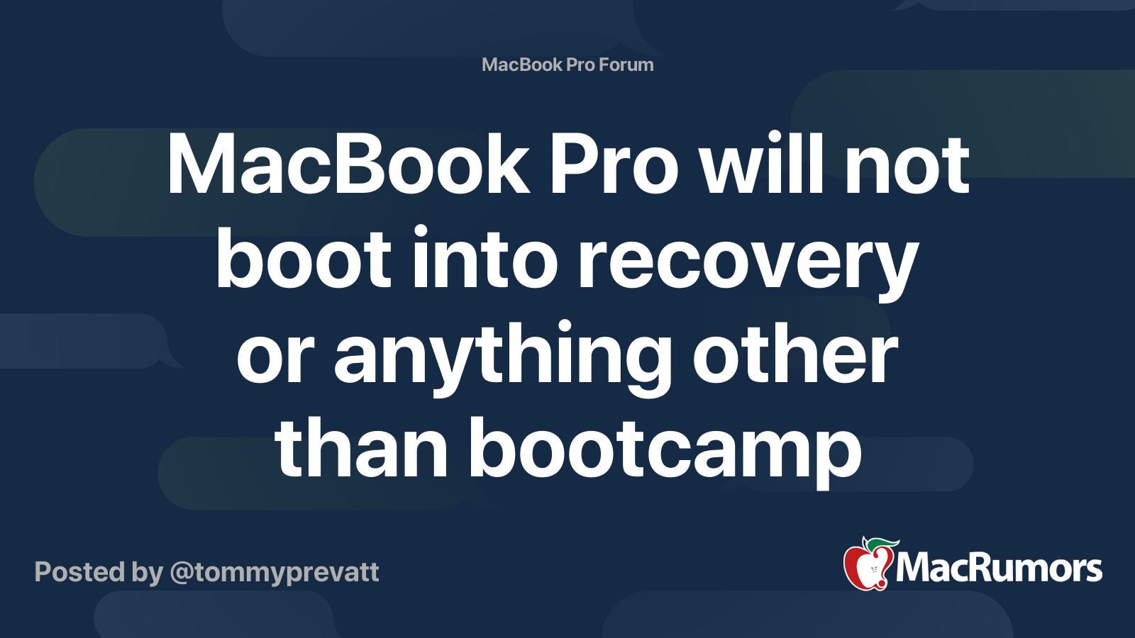 MacBook Pro will not boot into recovery or anything other than bootcamp | MacRumors Forums