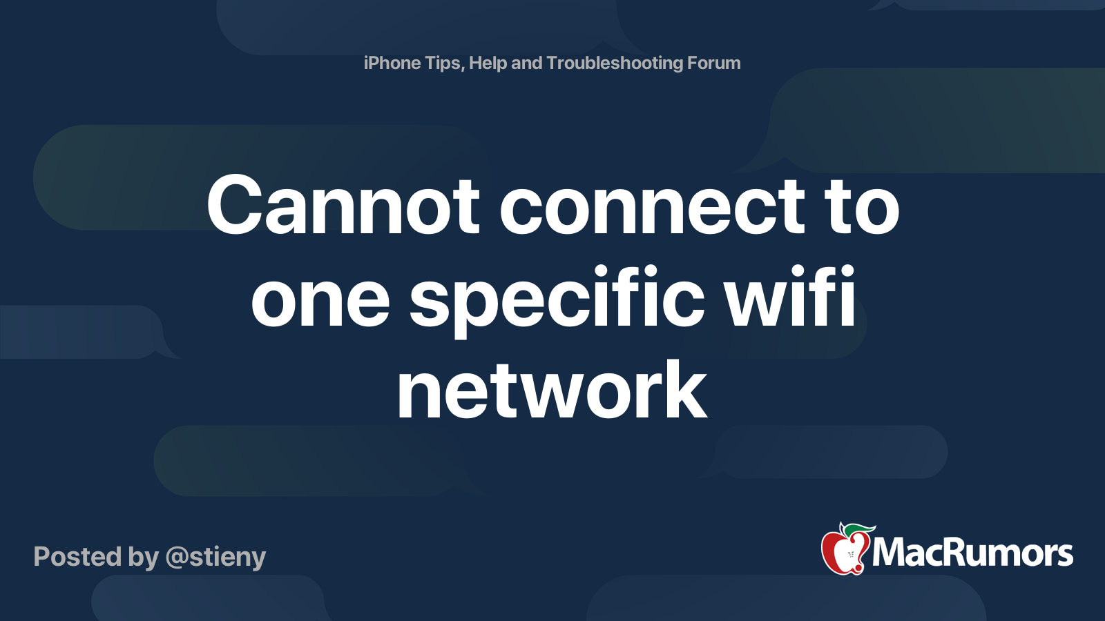 Cannot connect to one specific wifi network | MacRumors Forums