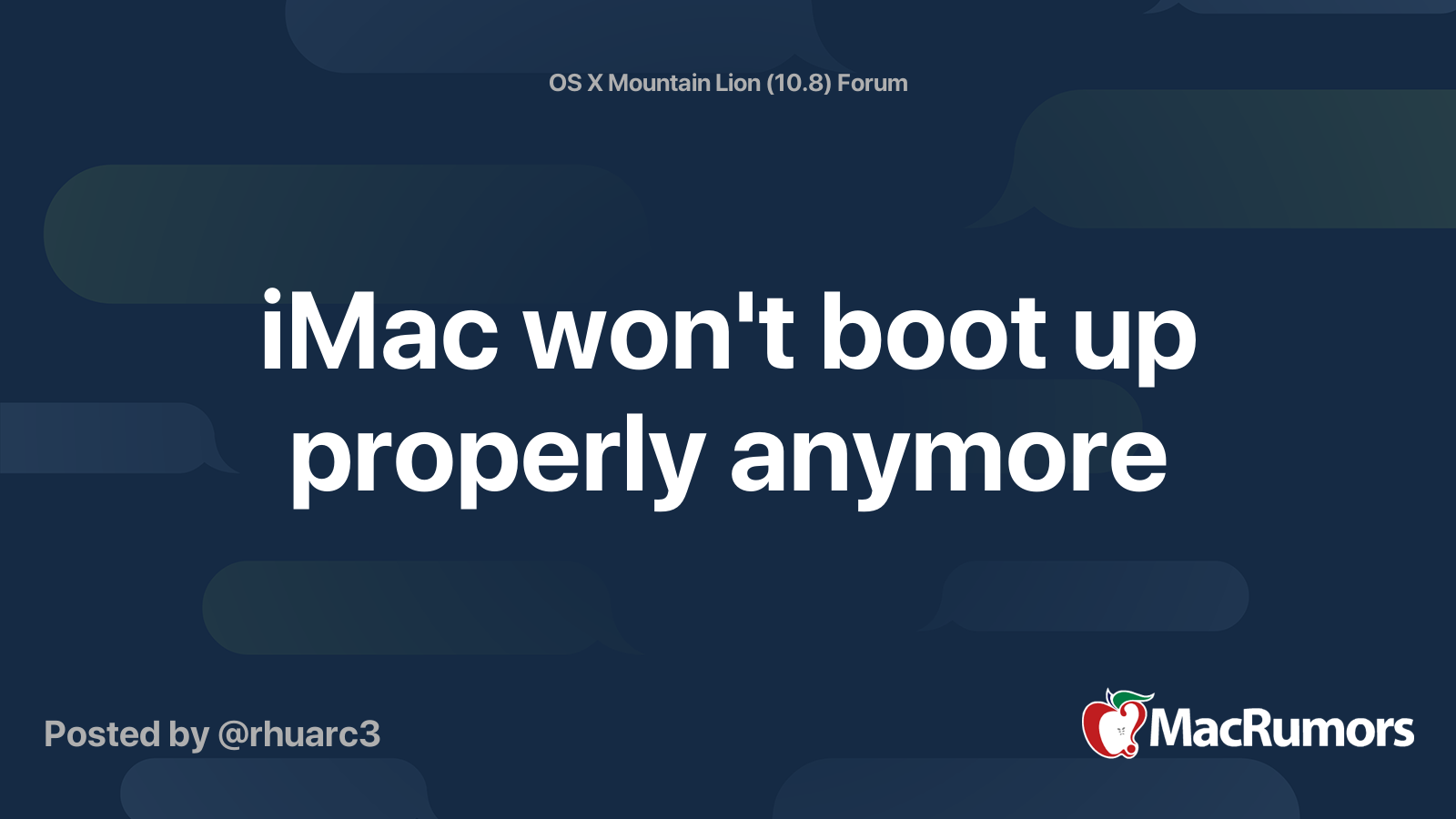 iMac won't boot up properly anymore | MacRumors Forums