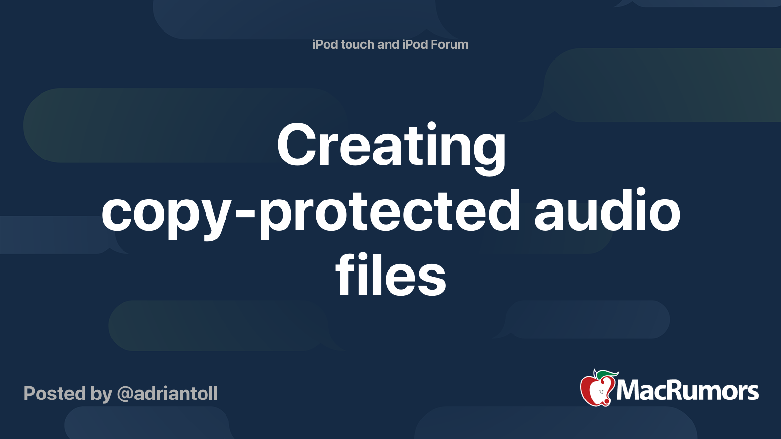 Creating copy-protected audio files | MacRumors Forums