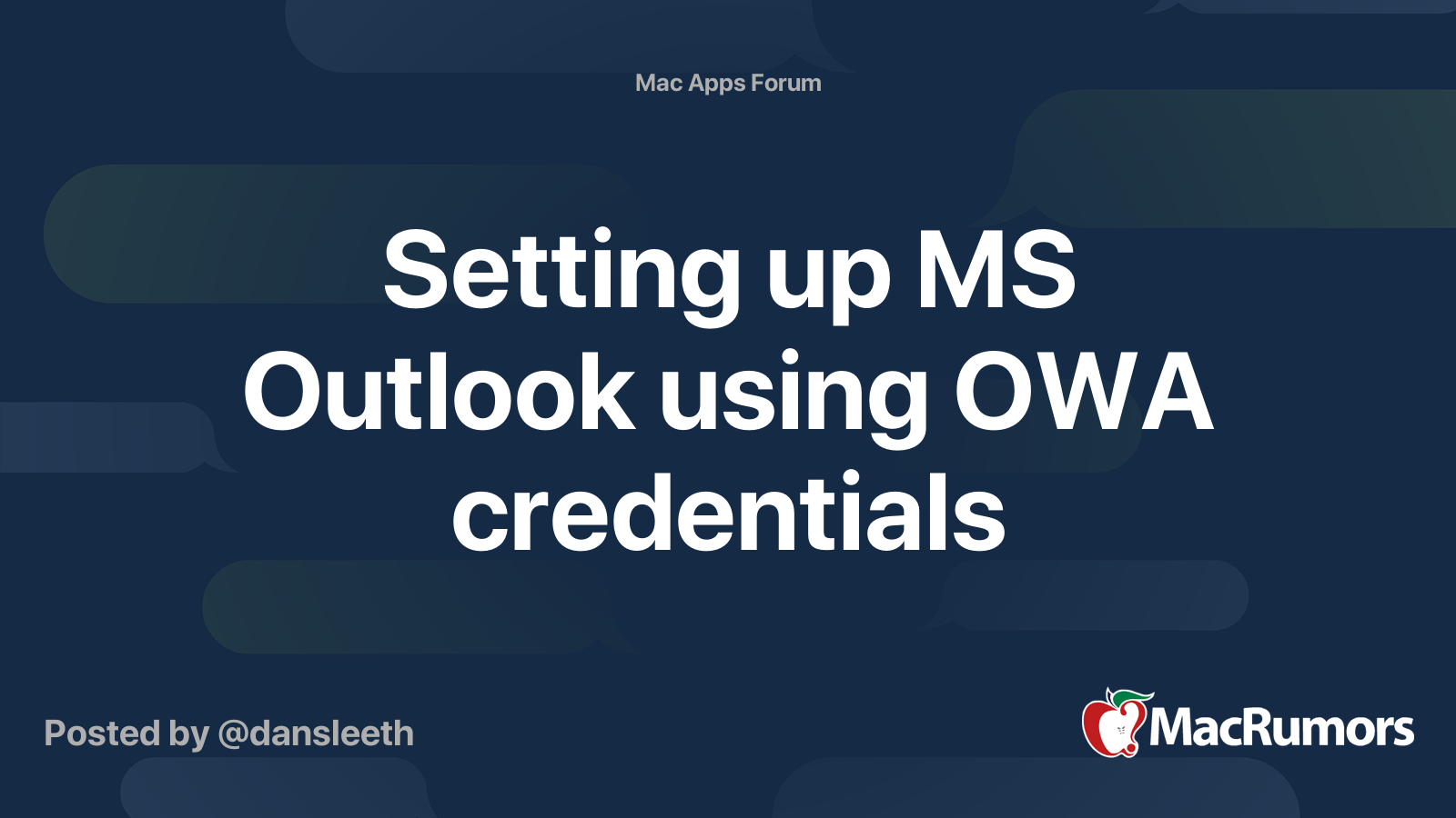Setting up MS Outlook using OWA credentials | MacRumors Forums