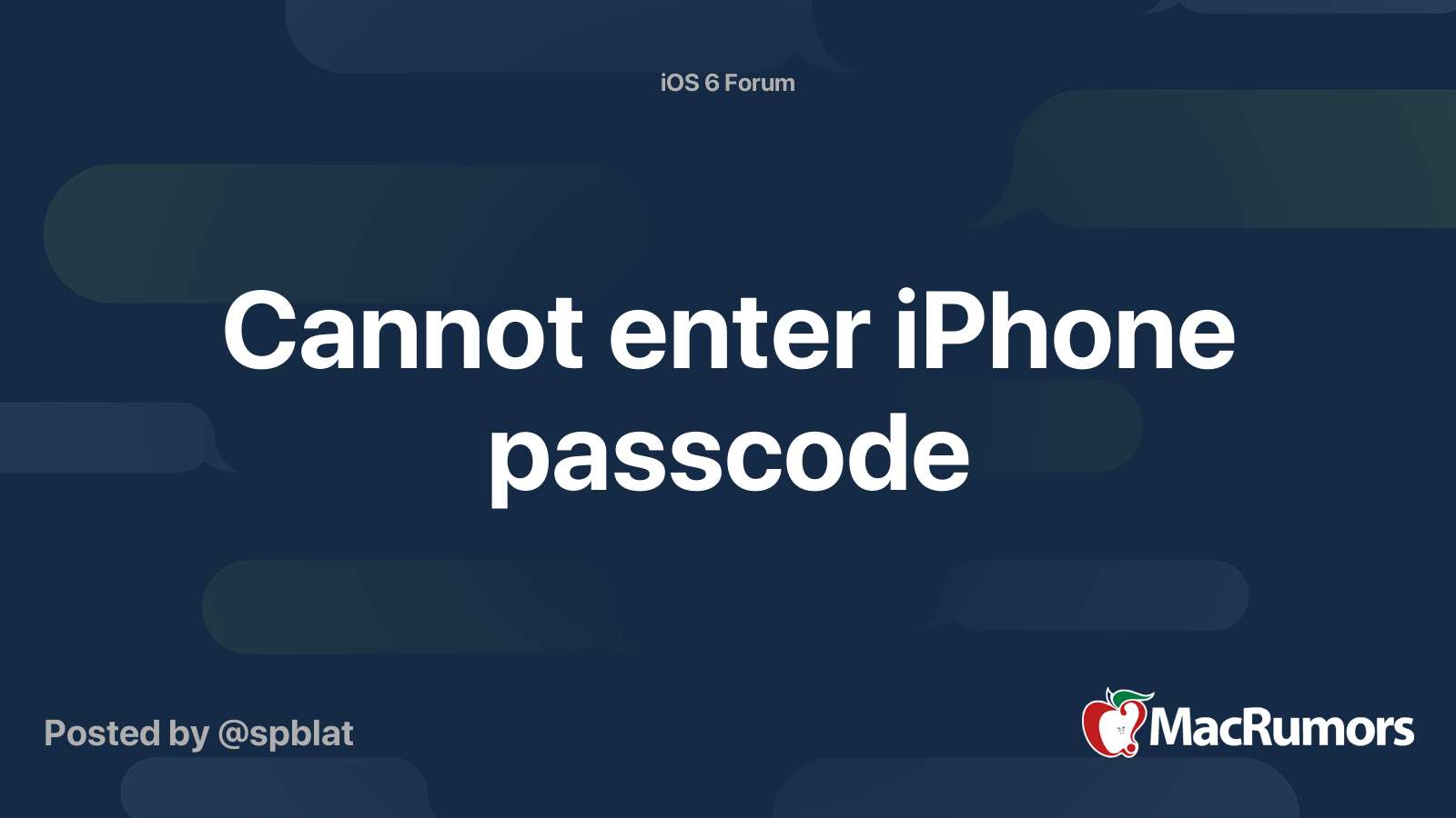 Cannot enter iPhone passcode | MacRumors Forums