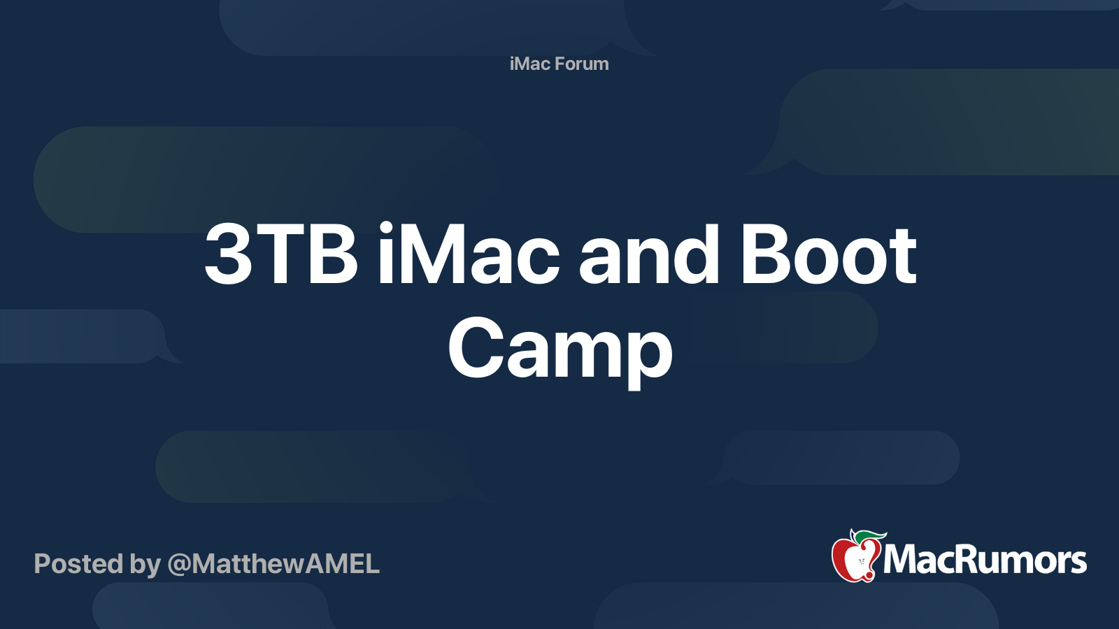 3TB iMac and Boot Camp | MacRumors Forums