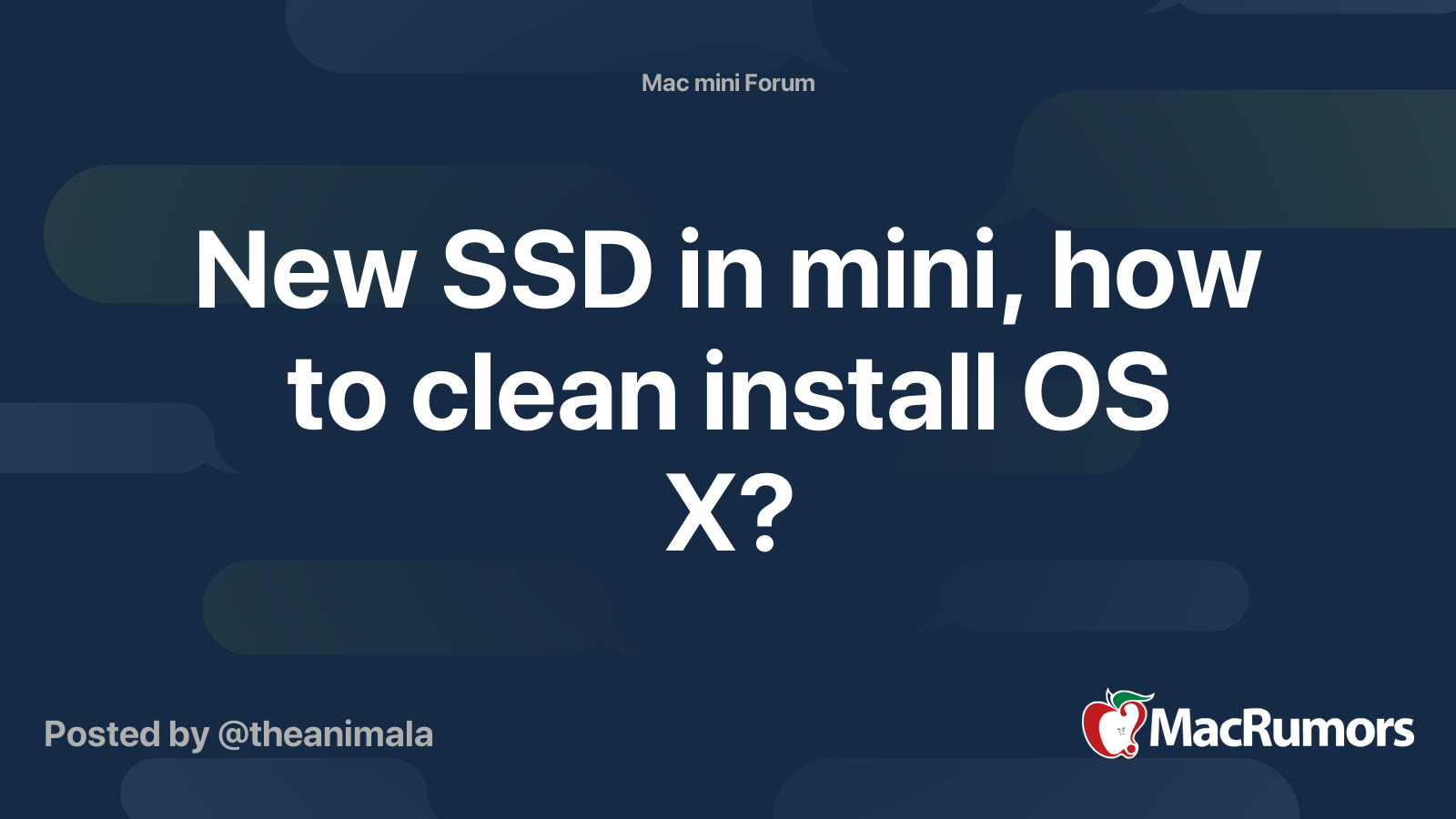 New SSD in mini, how to clean install OS X? | MacRumors Forums