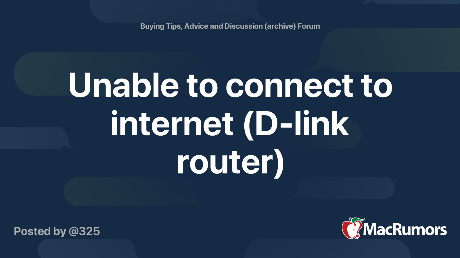 Unable to connect to internet (D-link router) | MacRumors Forums