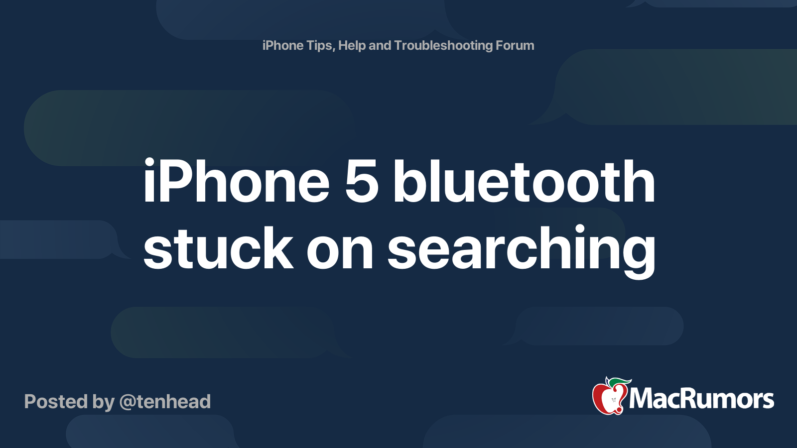 iPhone 5 bluetooth stuck on searching | MacRumors Forums
