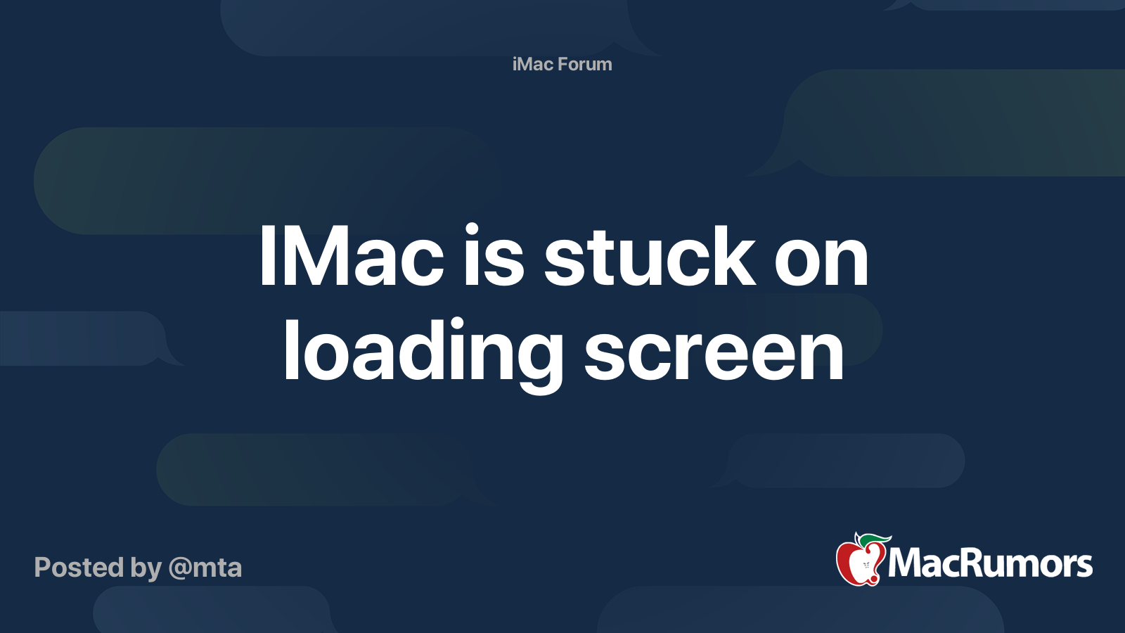 IMac is stuck on loading screen | MacRumors Forums