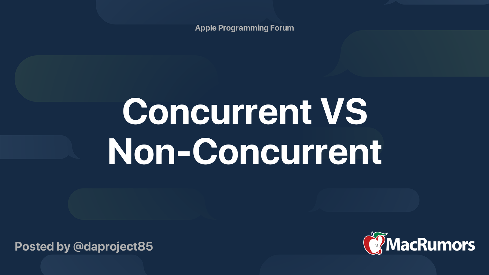 Concurrent Vs Non Concurrent Macrumors Forums