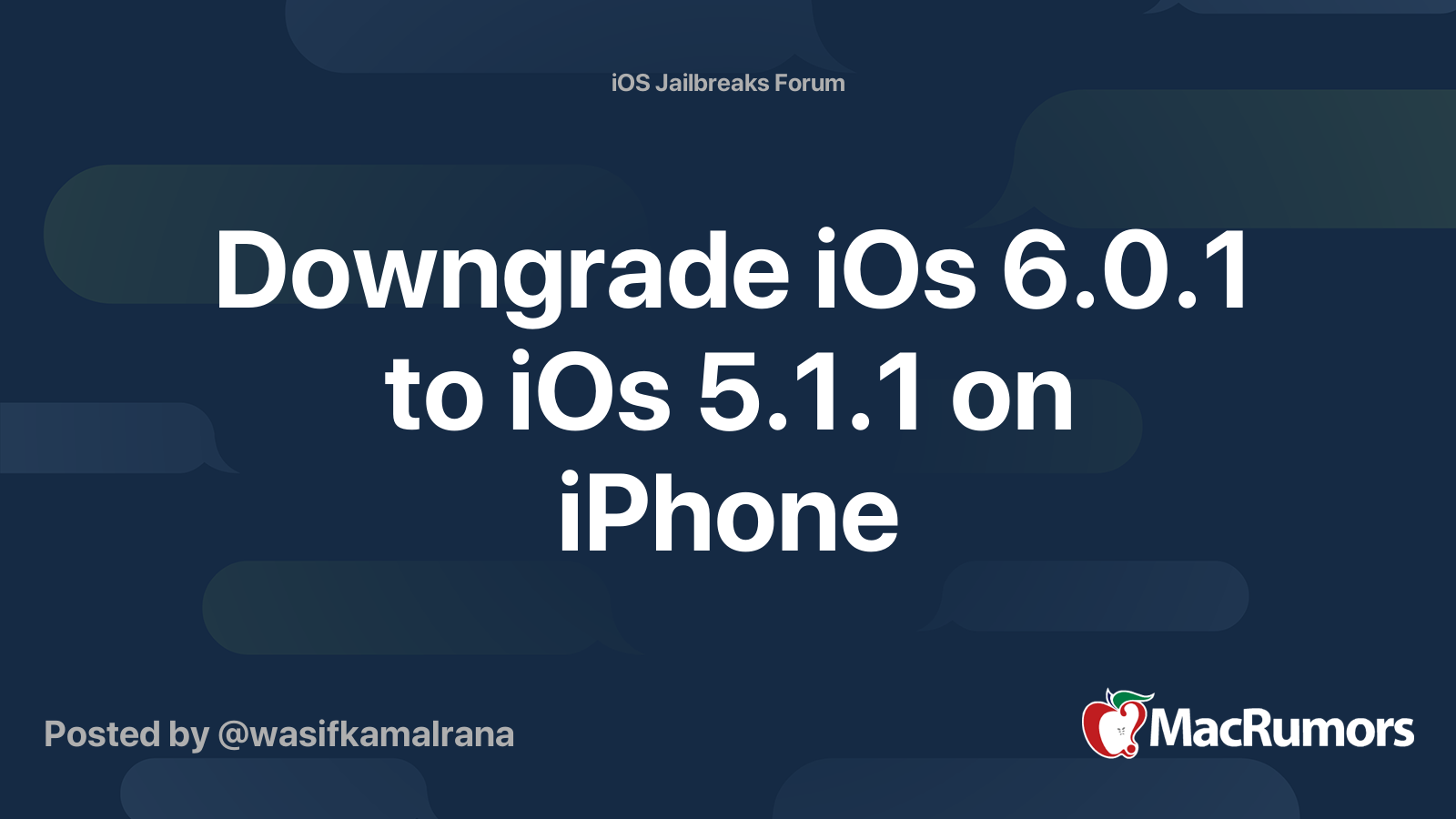 Downgrade iOs 6.0.1 to iOs 5.1.1 on iPhone | MacRumors Forums