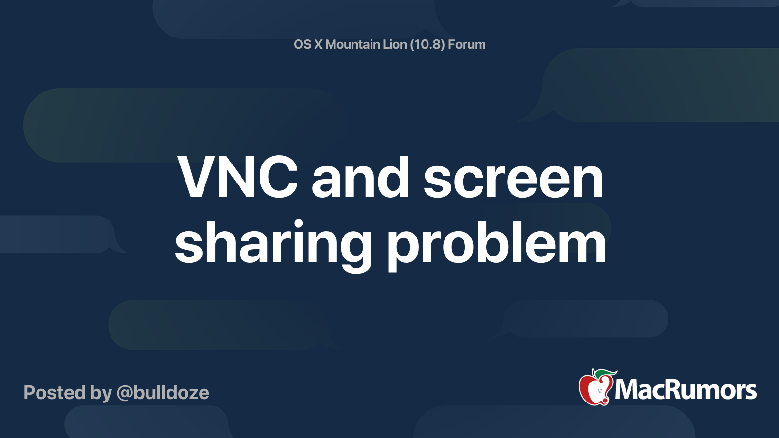 VNC and screen sharing problem | MacRumors Forums