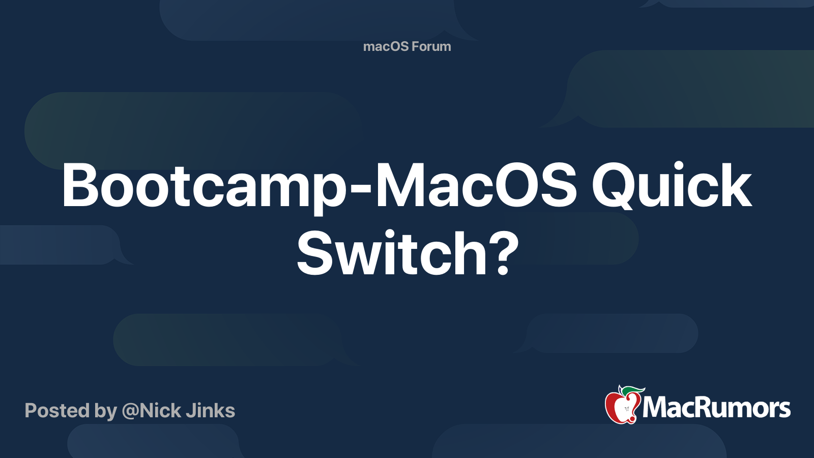 Bootcamp-MacOS Quick Switch? | MacRumors Forums