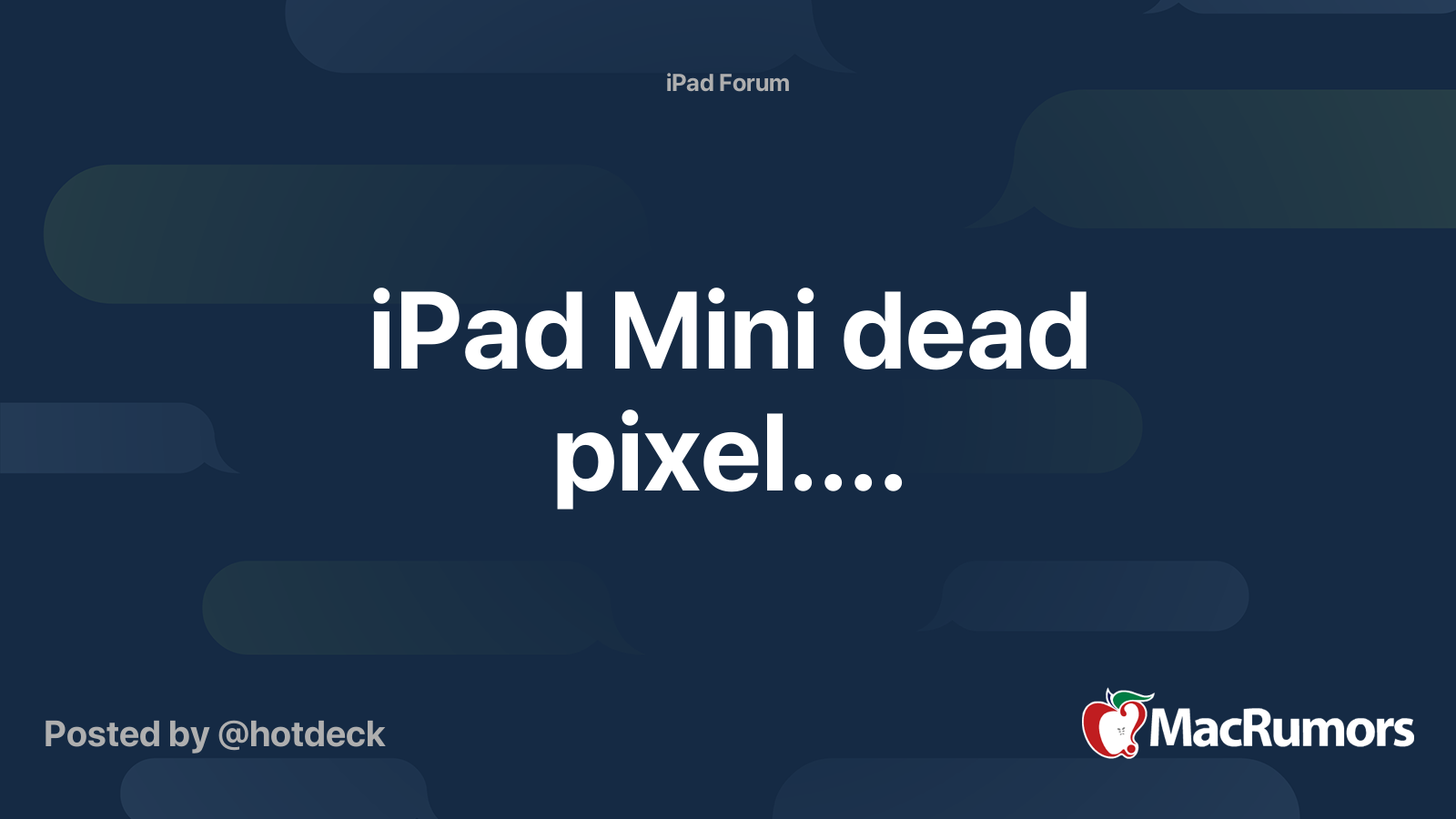 iPad Mini dead pixel.... | MacRumors Forums