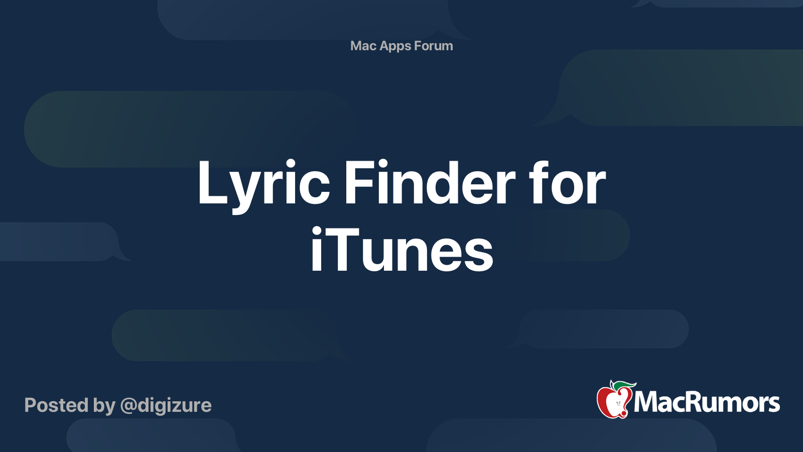 Lyric Finder for iTunes | MacRumors Forums