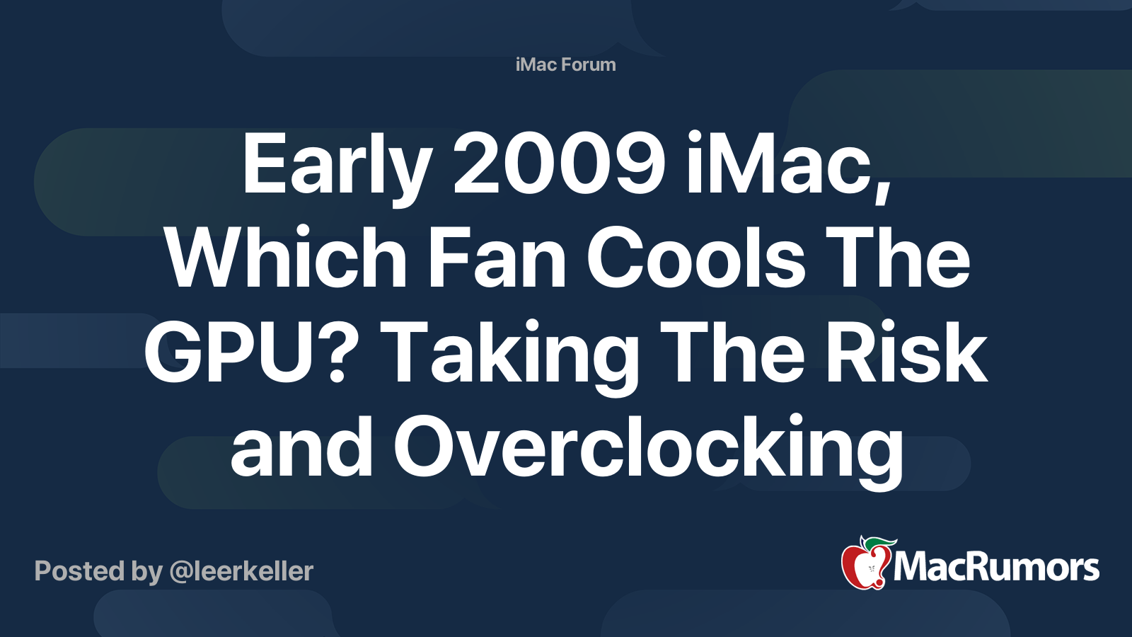 Early 2009 iMac, Which Fan Cools The GPU? Taking The Risk and ...