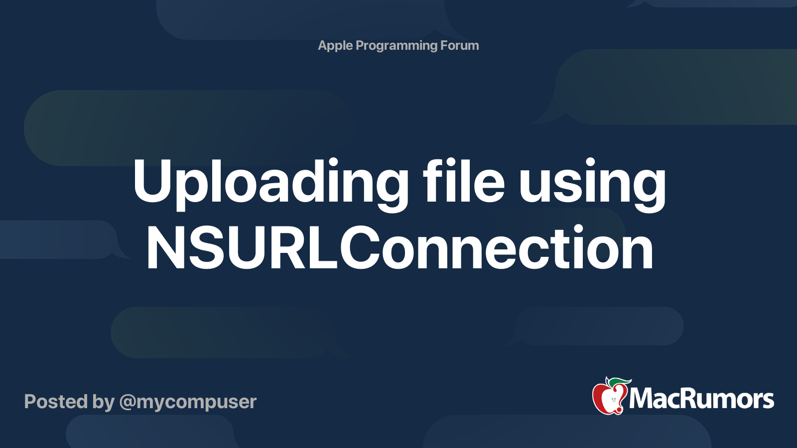 Uploading file using NSURLConnection | MacRumors Forums
