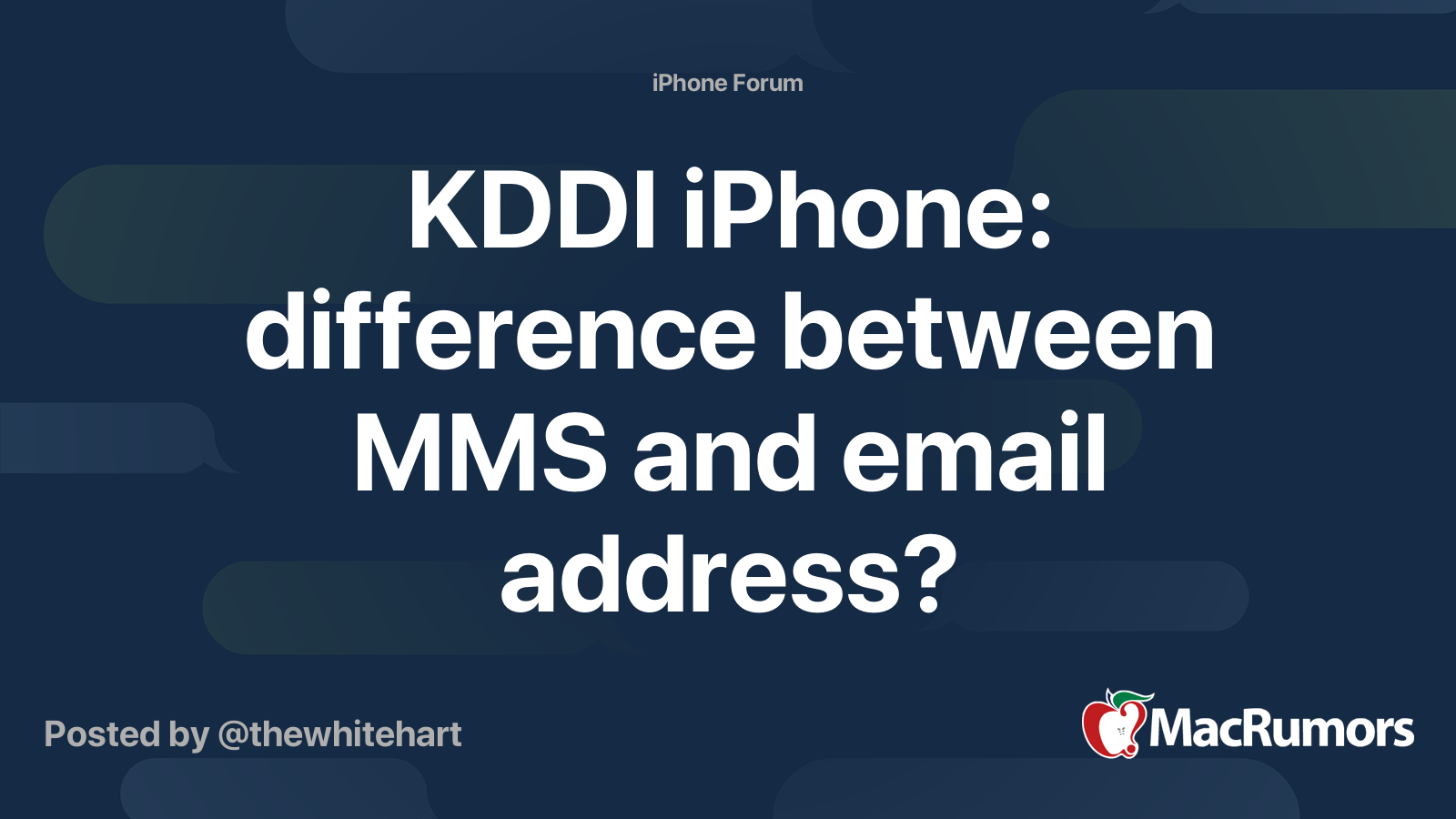 KDDI iPhone: difference between MMS and email address? | MacRumors Forums