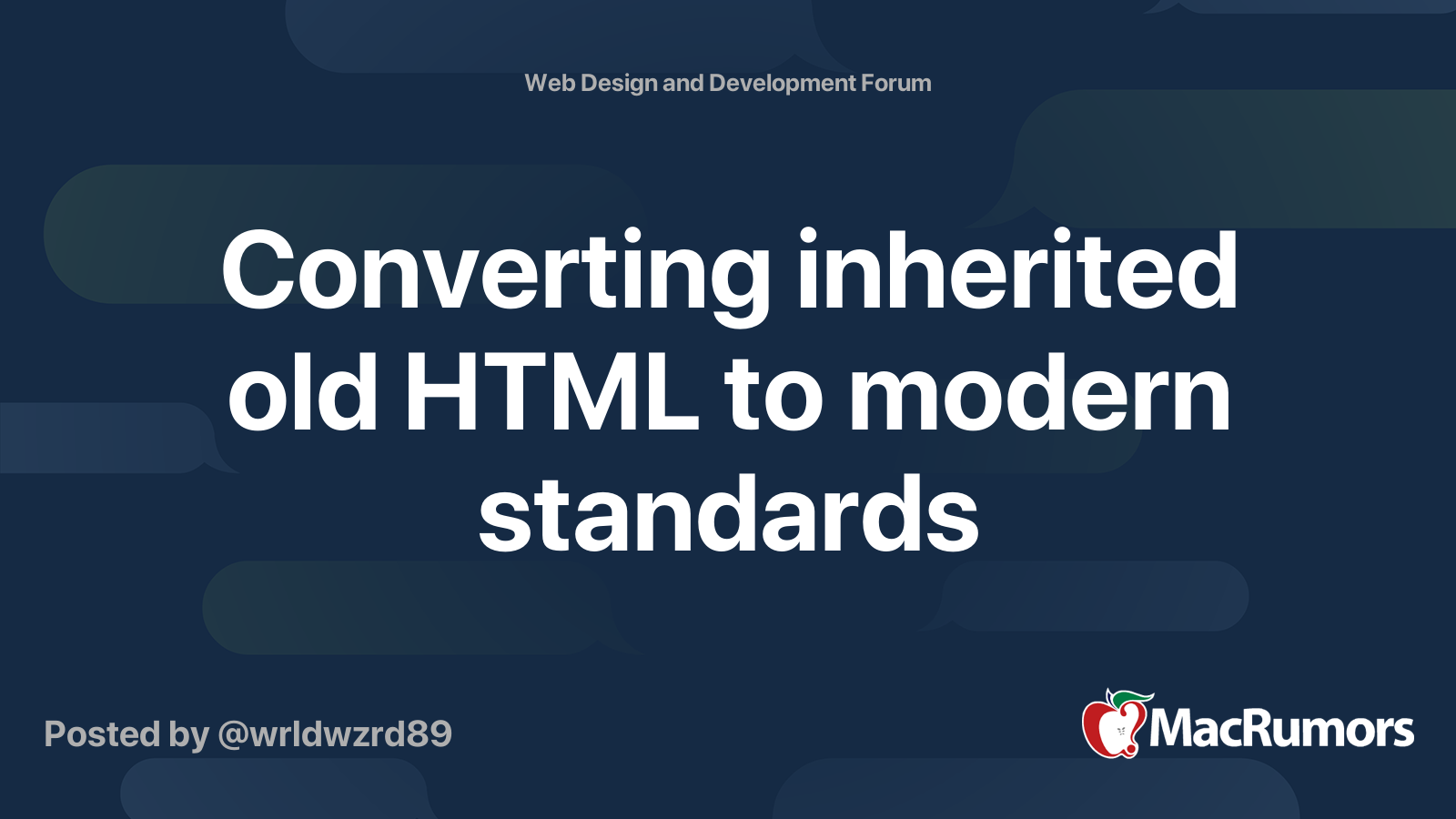 Converting inherited old HTML to modern standards | MacRumors Forums