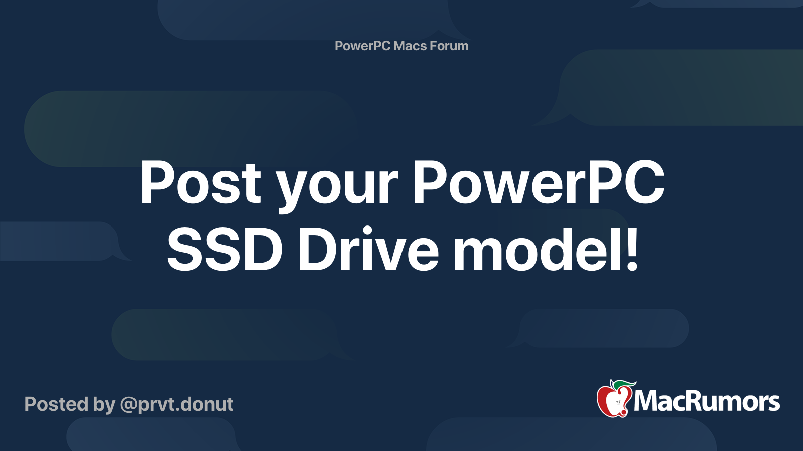 Post your PowerPC SSD Drive model! | MacRumors Forums