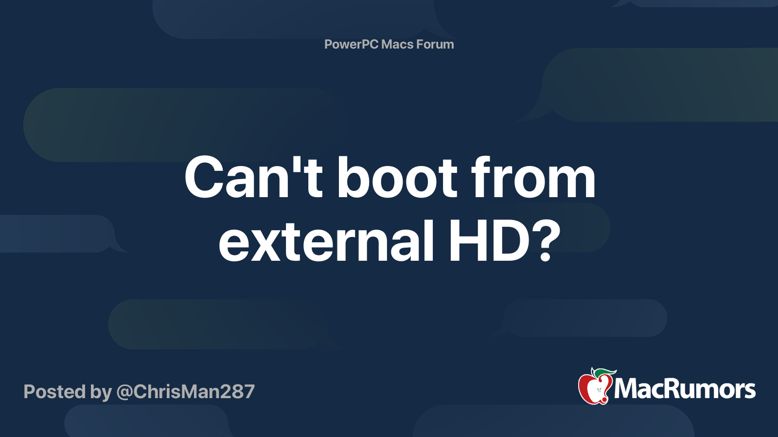 Can't boot from external HD? | MacRumors Forums