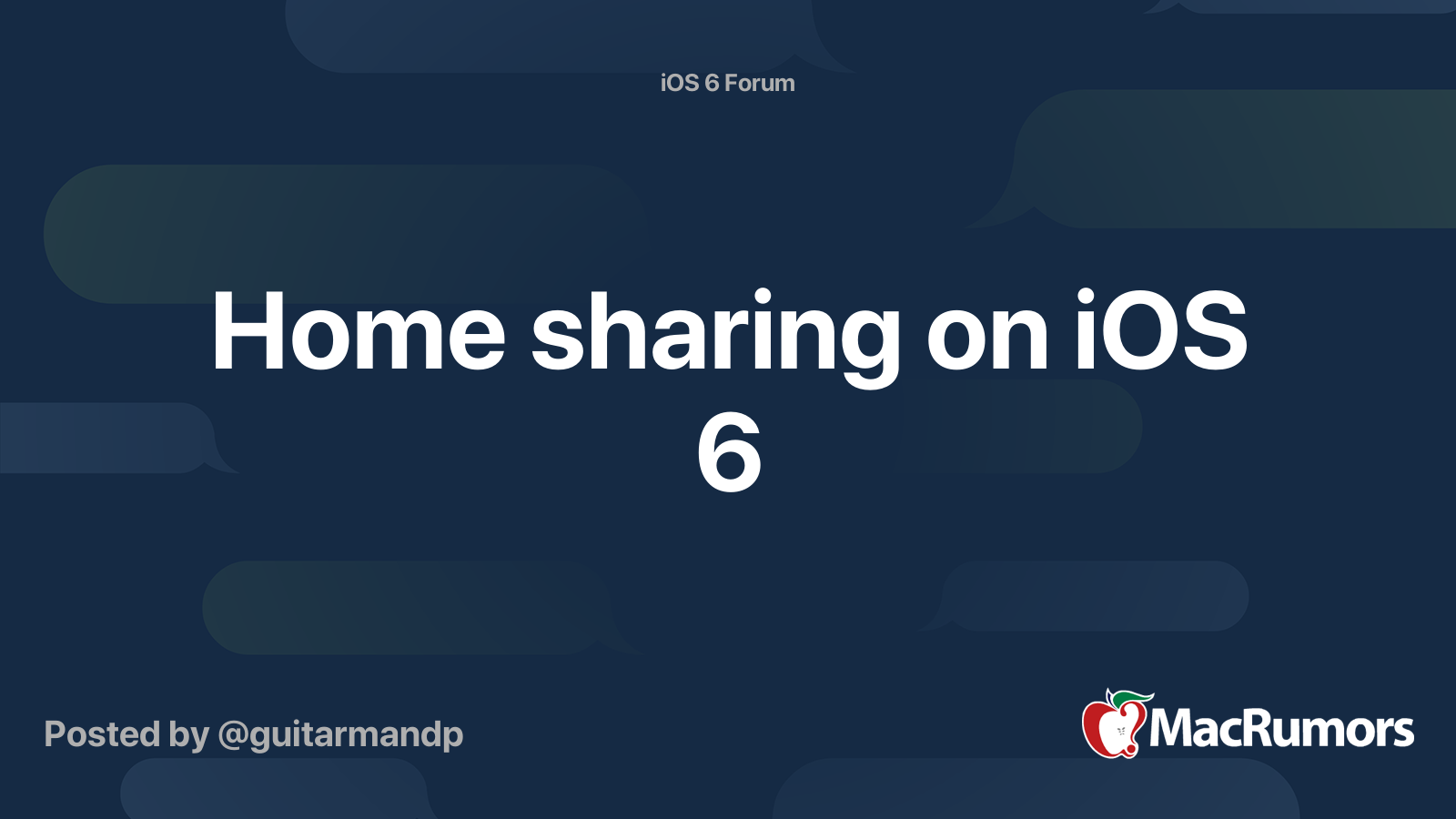 Home sharing on iOS 6 | MacRumors Forums