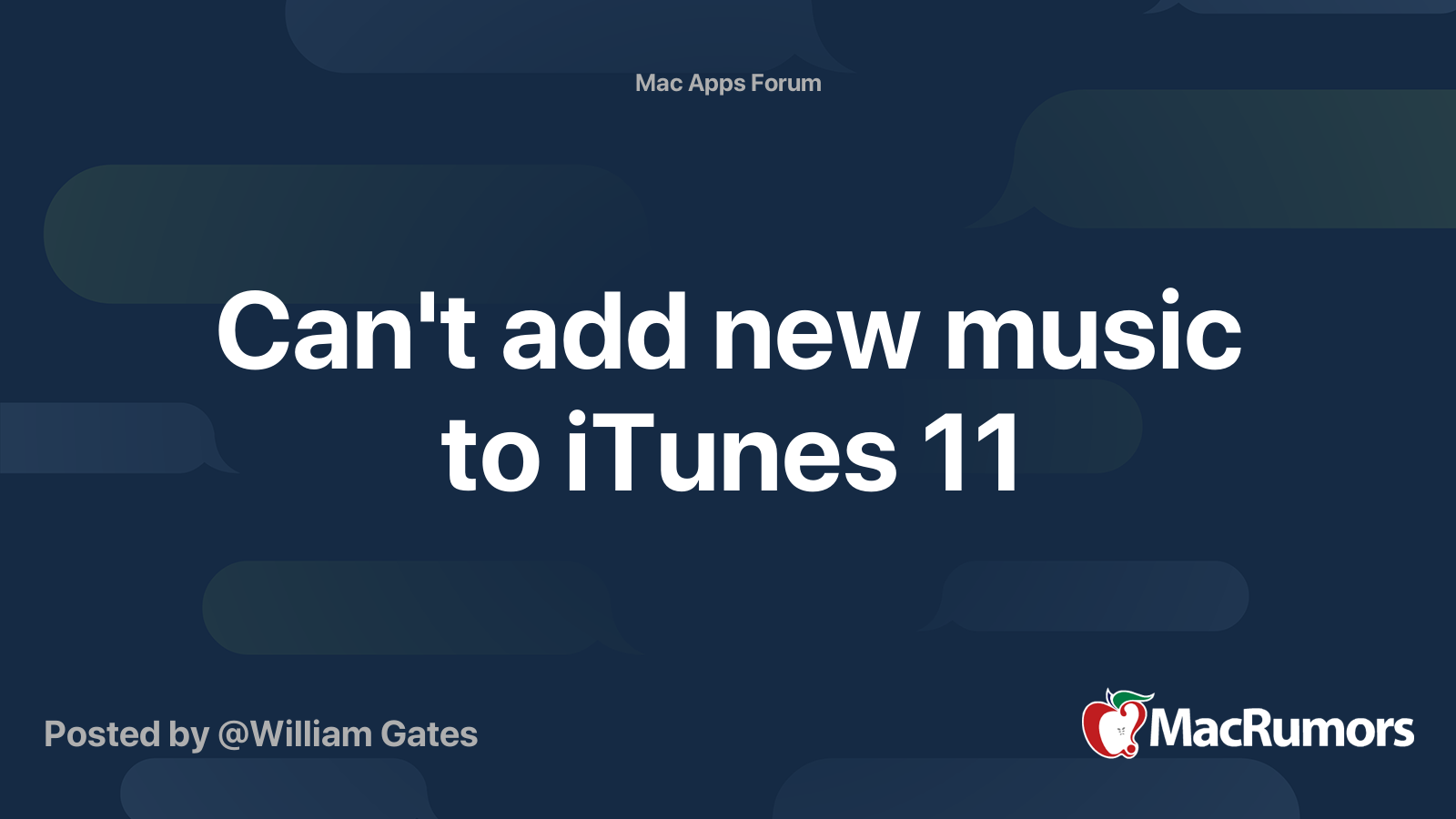 Cant Add New Music To Itunes 11 Macrumors Forums