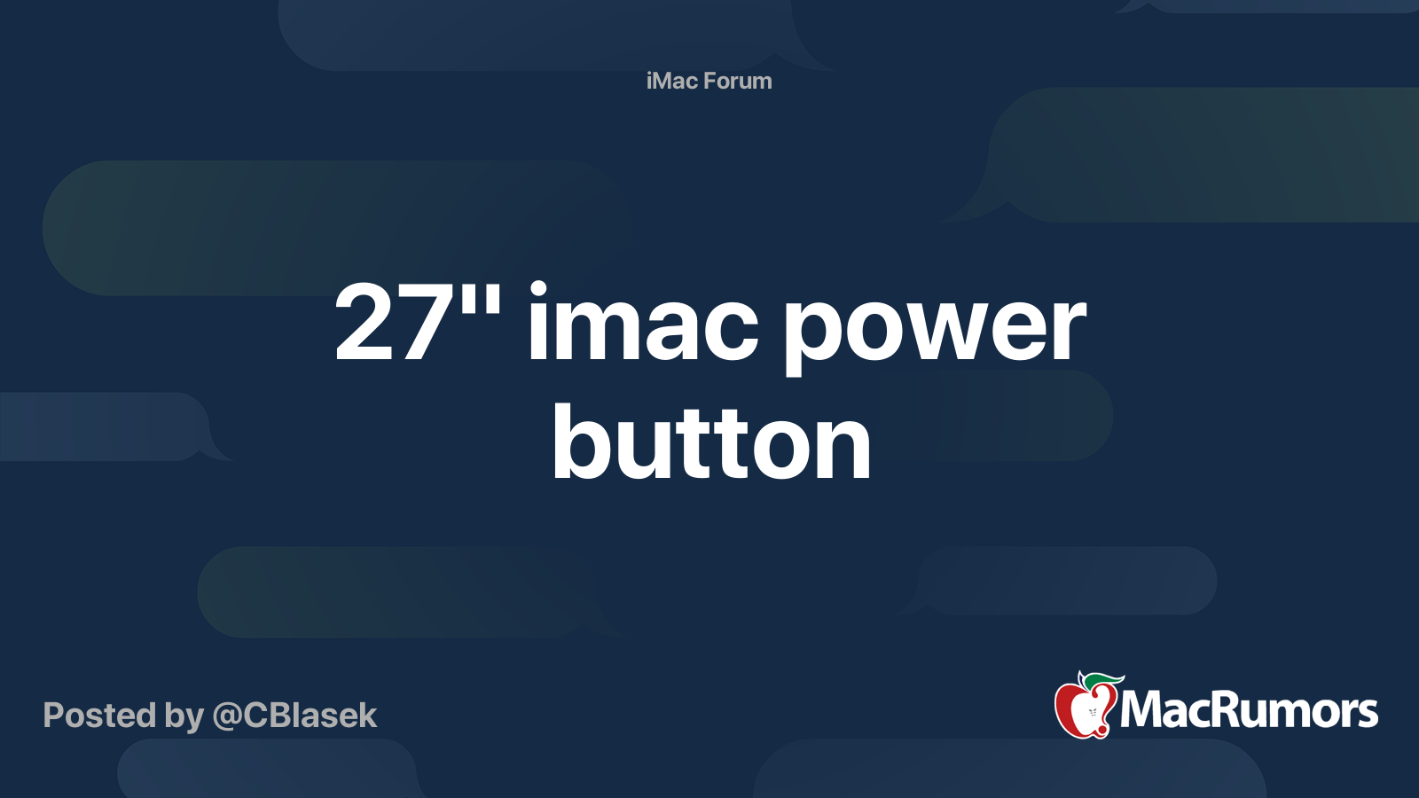27" imac power button | MacRumors Forums