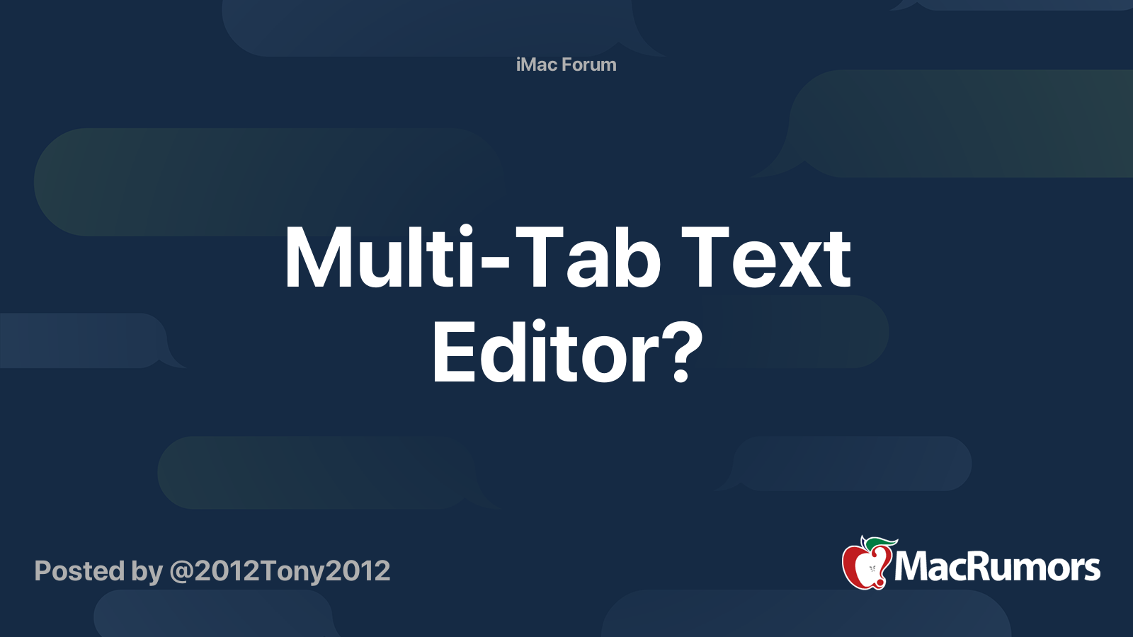 Multi-Tab Text Editor? | MacRumors Forums