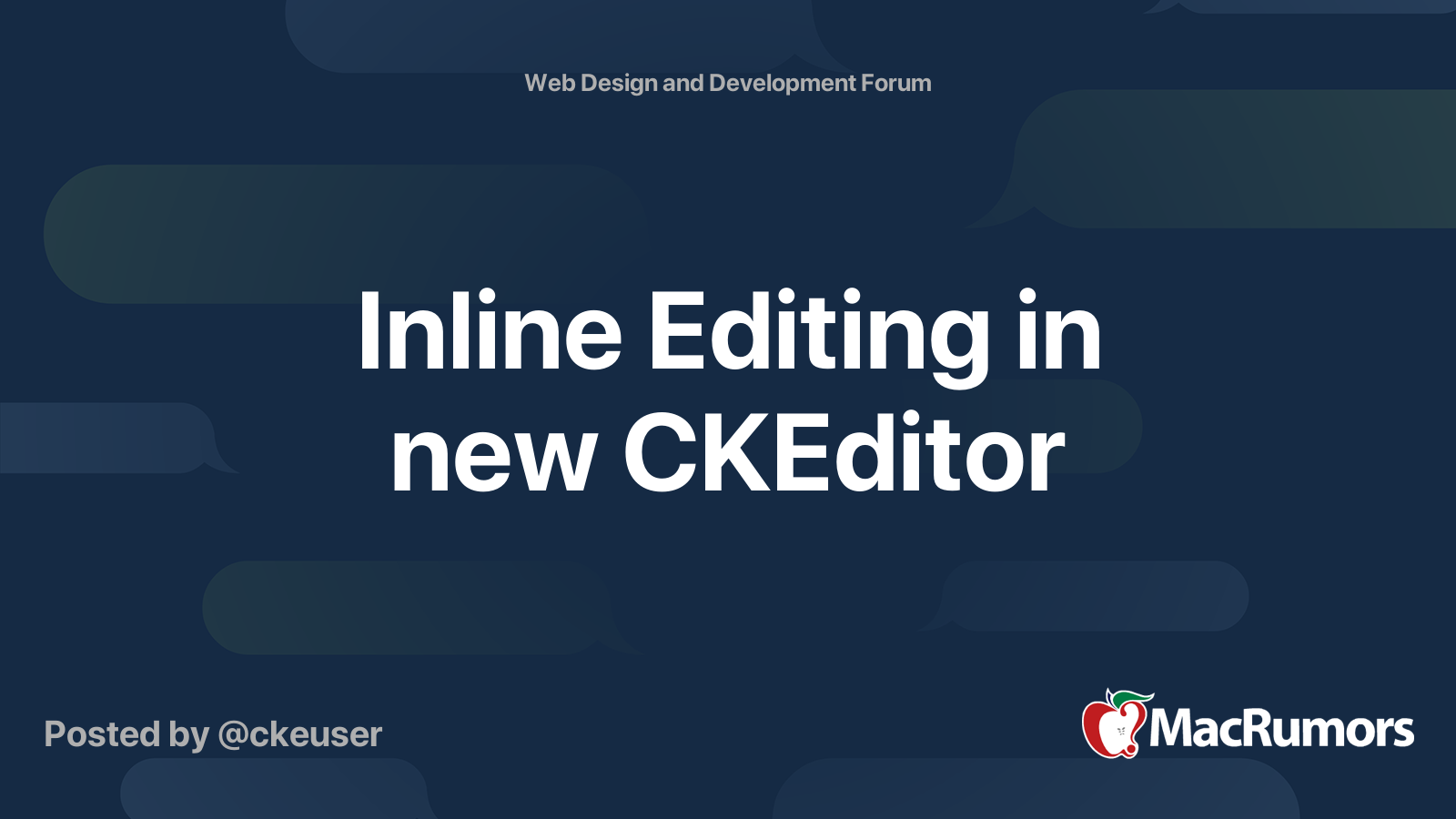 Inline Editing in new CKEditor | MacRumors Forums