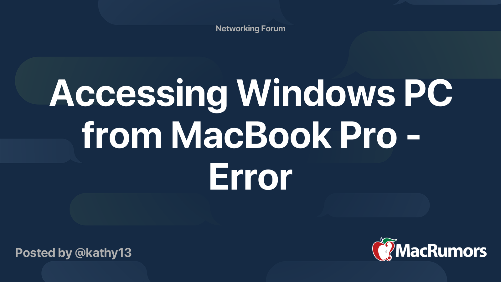 Accessing Windows PC from MacBook Pro - Error | MacRumors Forums