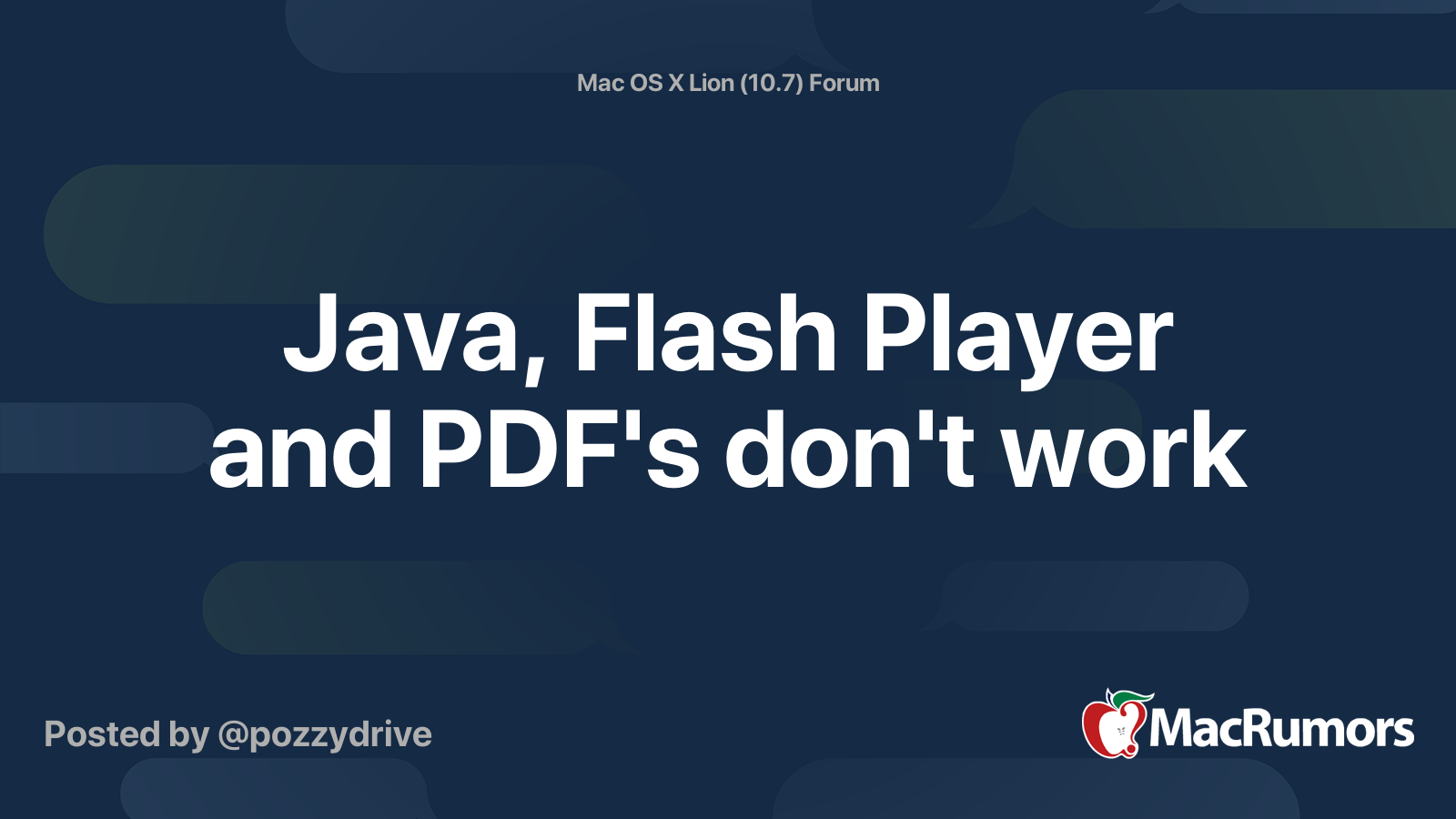 Java, Flash Player and PDF's don't work | MacRumors Forums