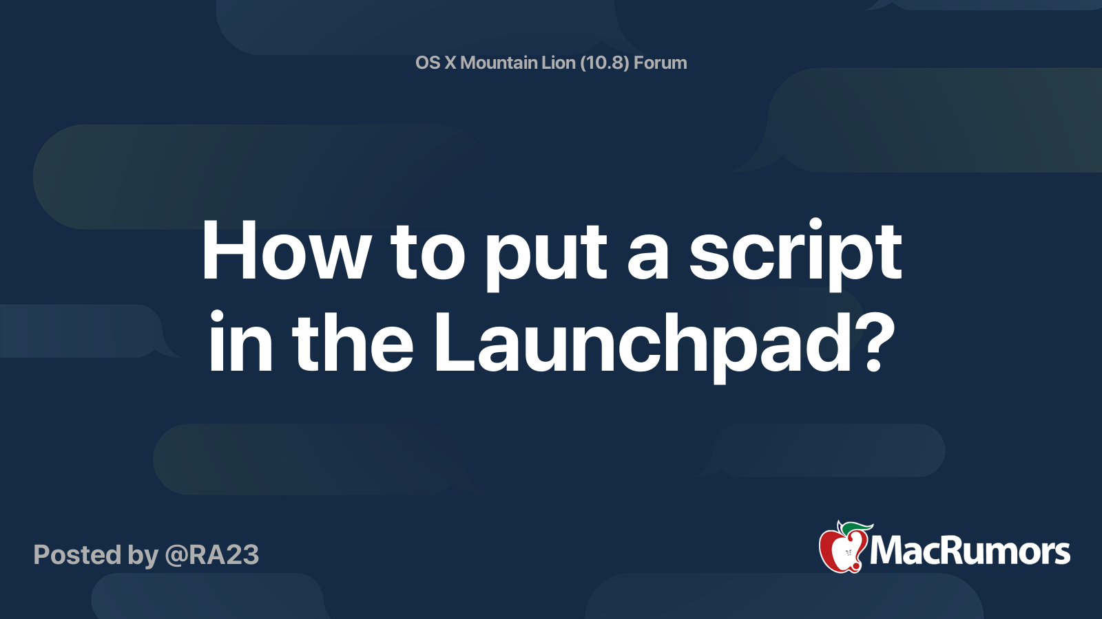 How to put a script in the Launchpad? | MacRumors Forums
