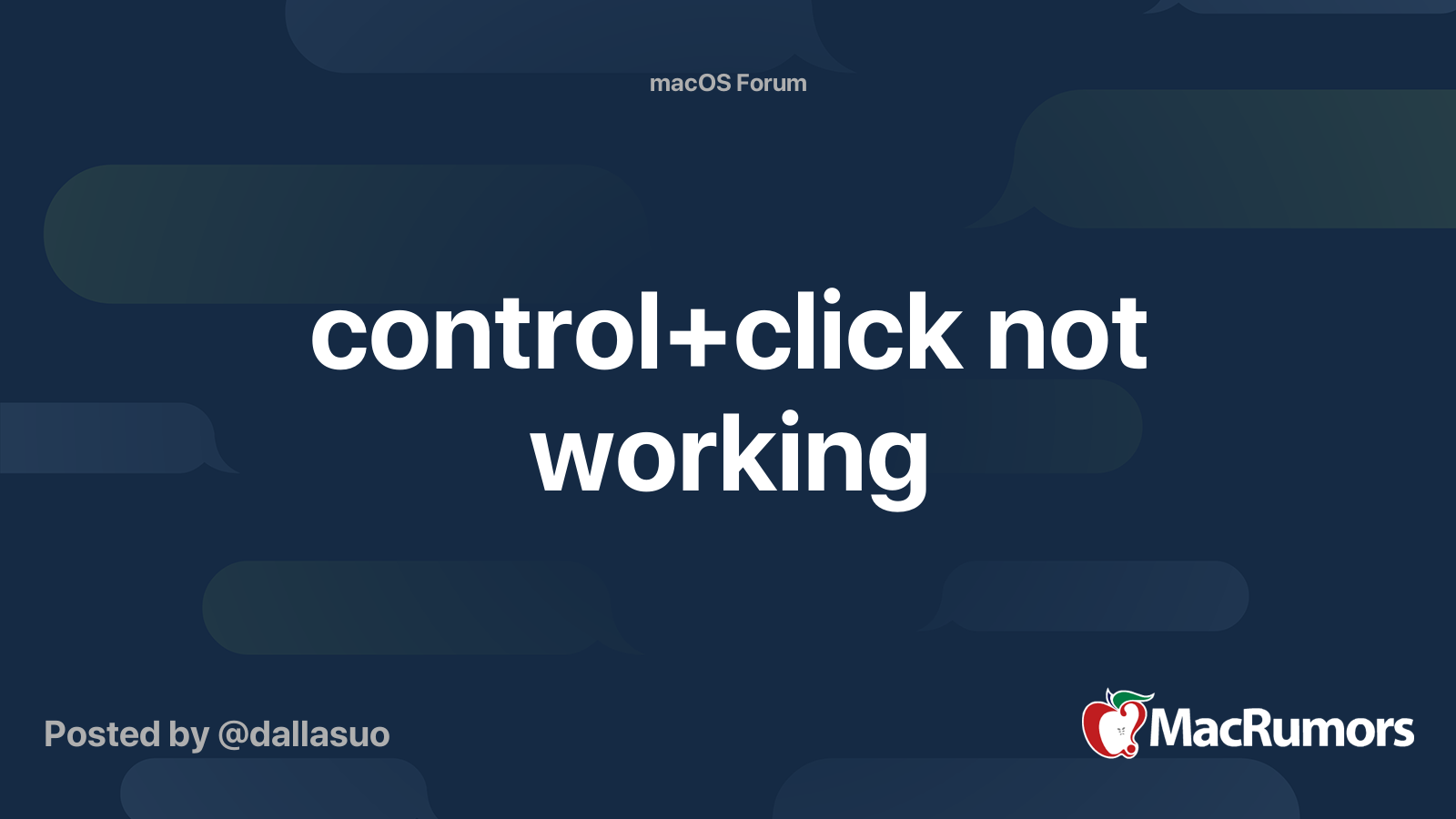 control+click not working | MacRumors Forums