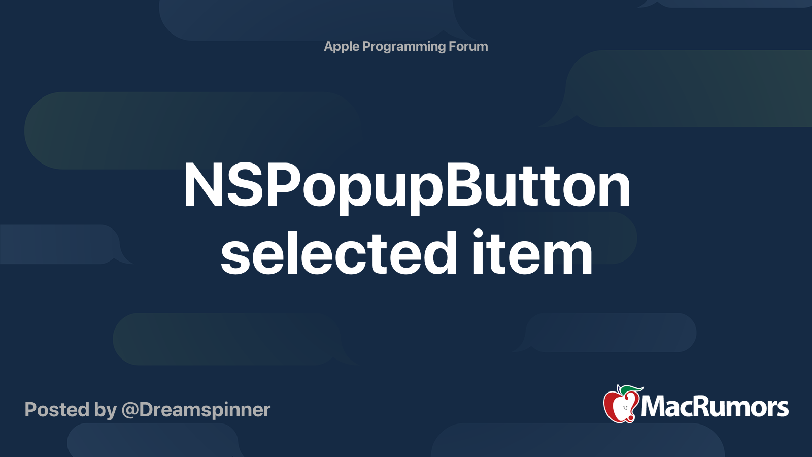 NSPopupButton selected item | MacRumors Forums