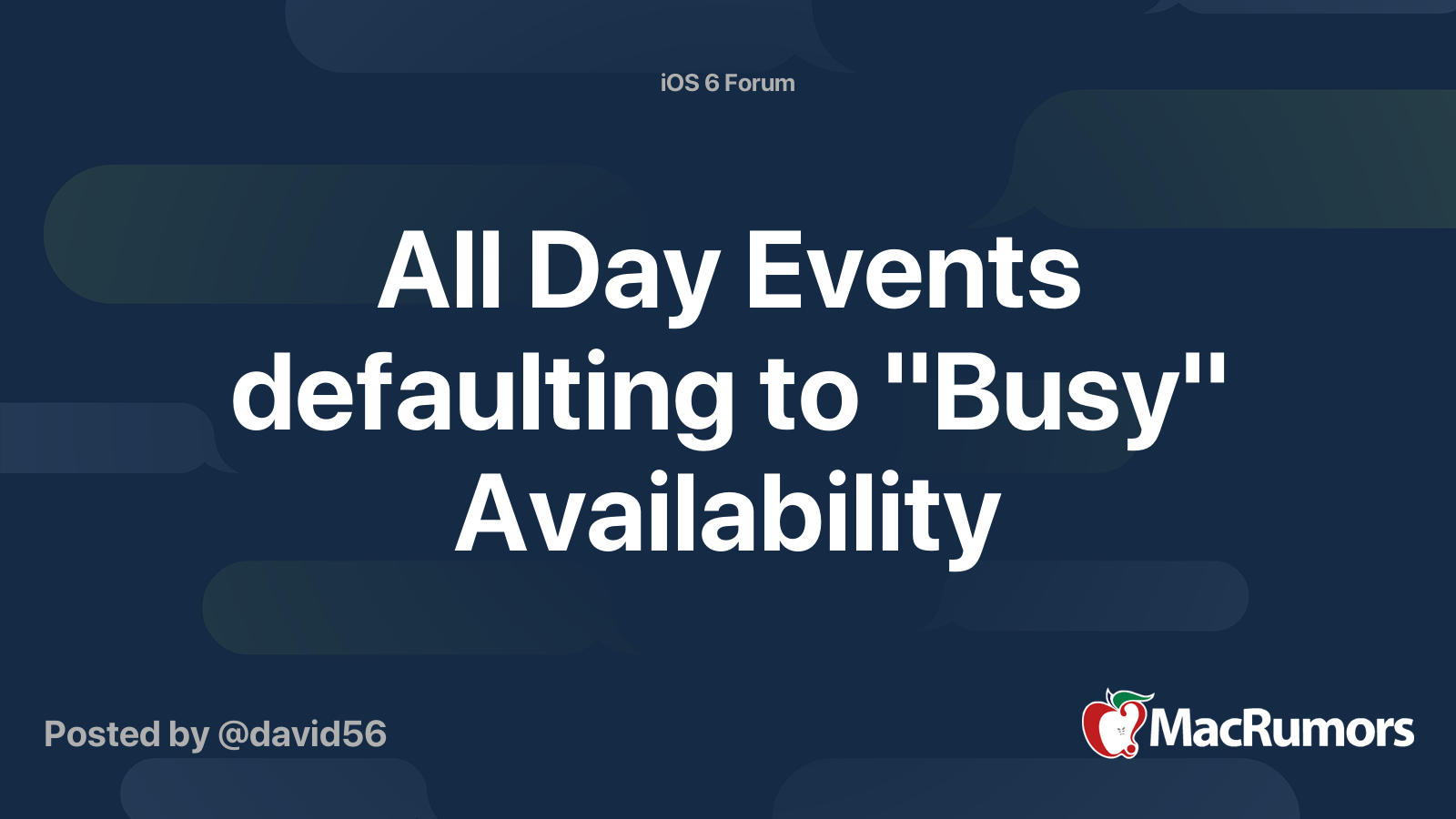 All Day Events defaulting to "Busy" Availability | MacRumors Forums