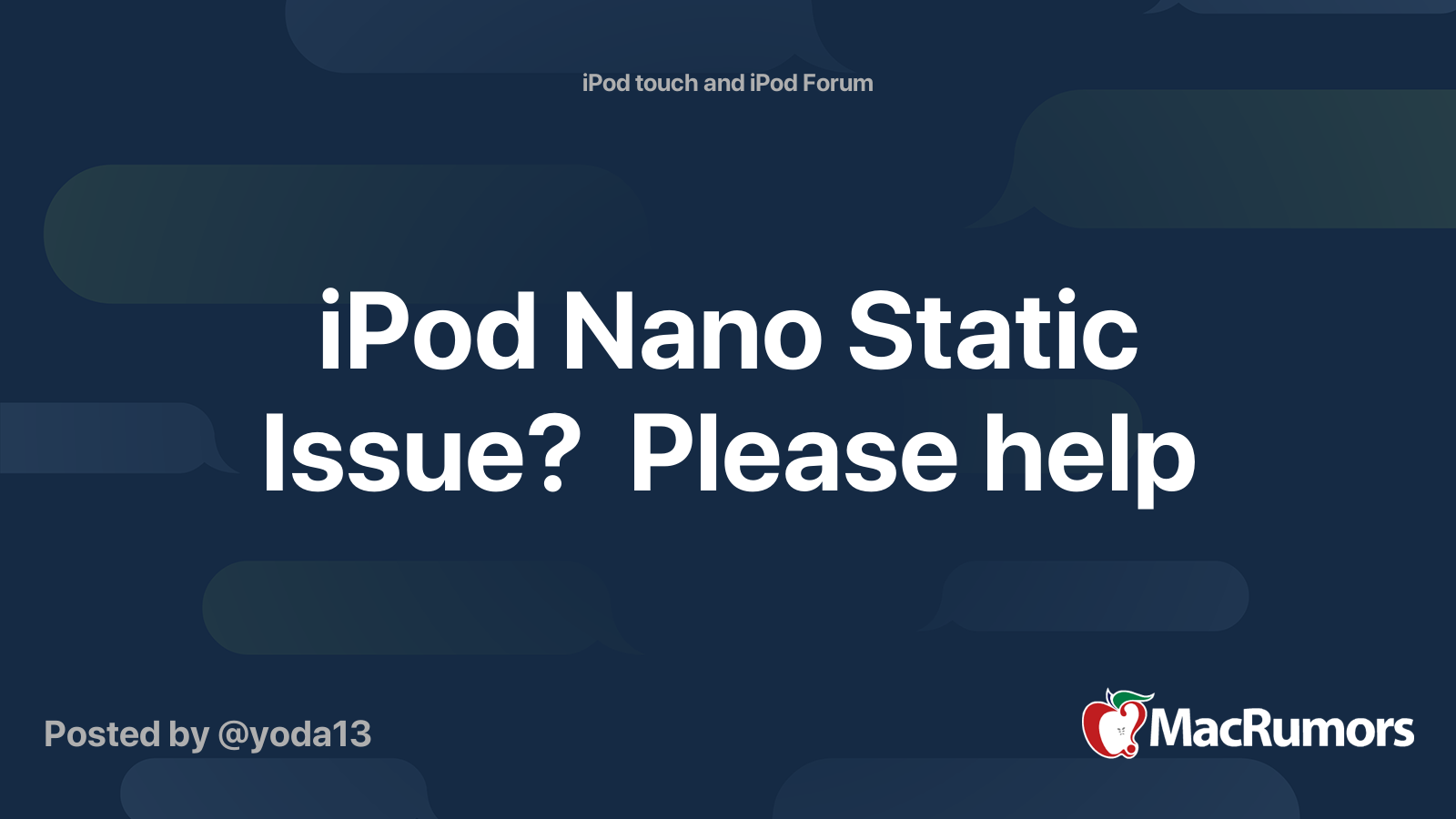 iPod Nano Static Issue? Please help | MacRumors Forums