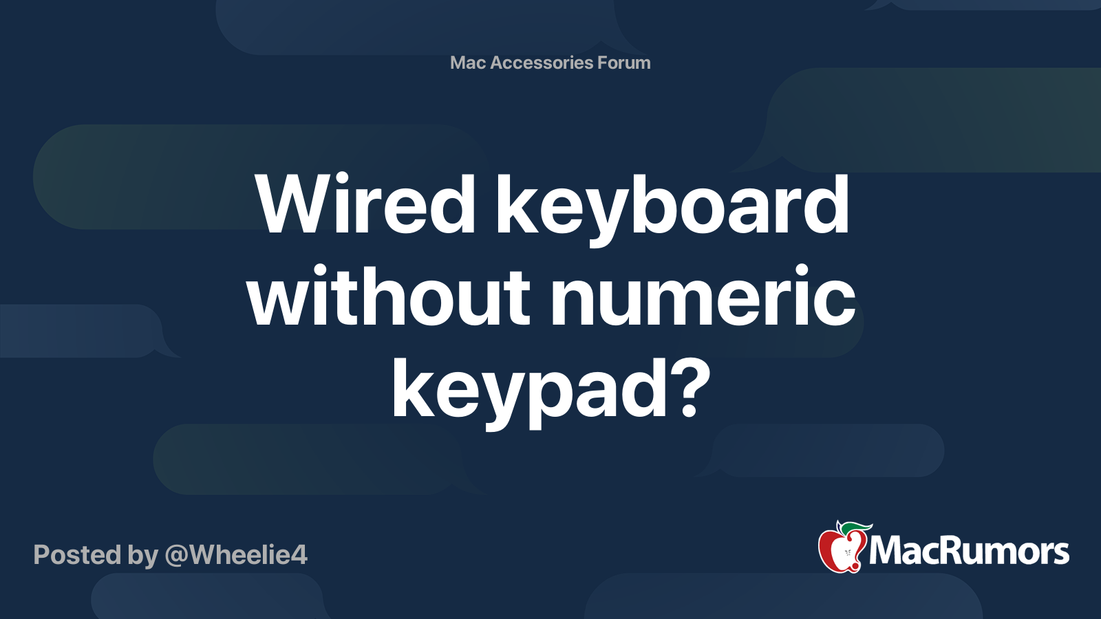 Wired keyboard without numeric keypad? | MacRumors Forums