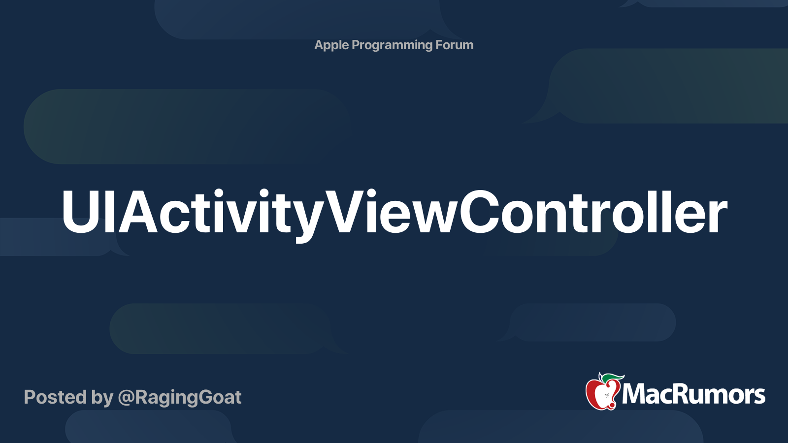 UIActivityViewController | MacRumors Forums