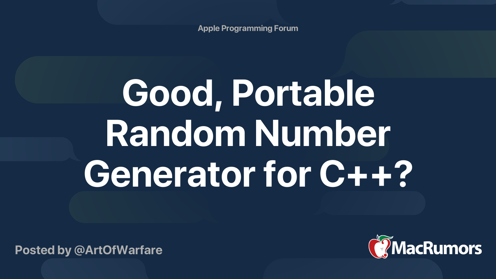 Good Portable Random Number Generator For C Macrumors Forums