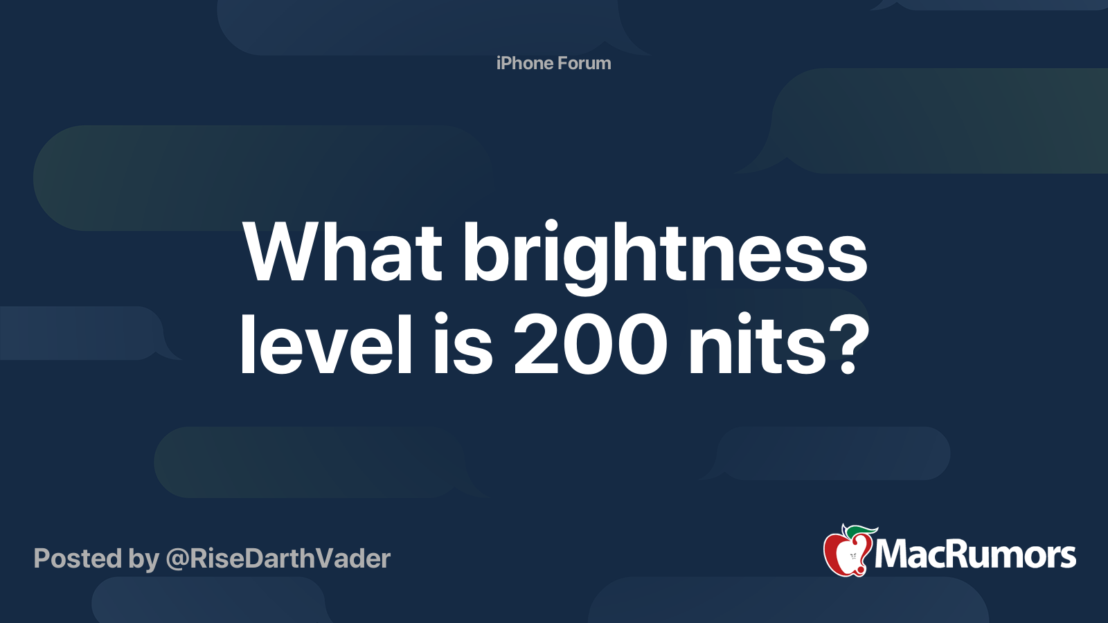 What brightness level is 200 nits? | MacRumors Forums