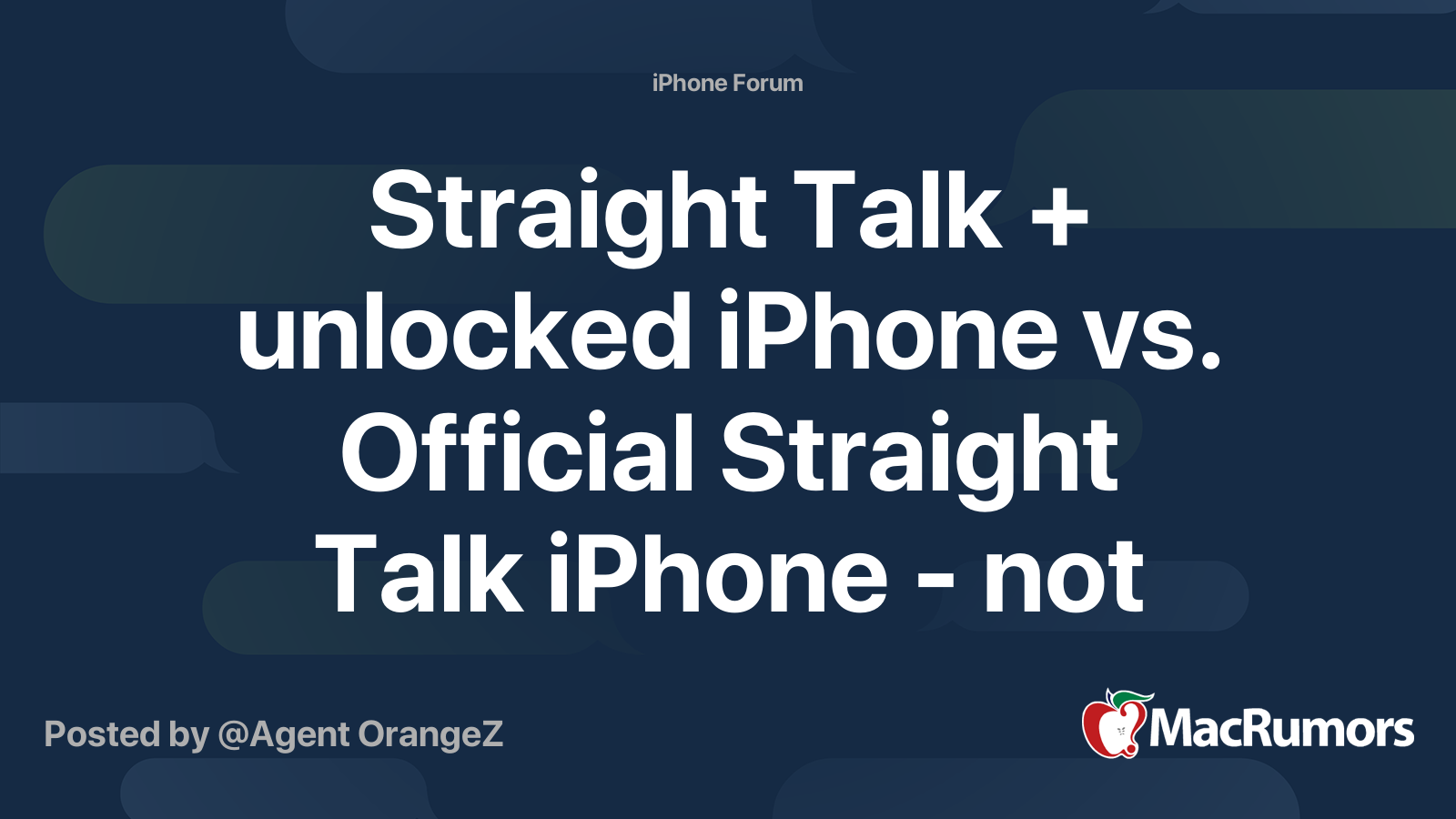 Straight Talk + unlocked iPhone vs. Official Straight Talk iPhone - not equal! | MacRumors Forums