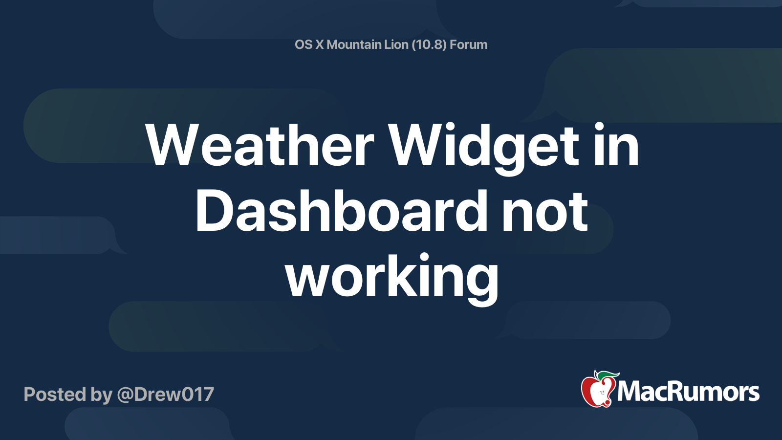 Weather Widget in Dashboard not working | MacRumors Forums
