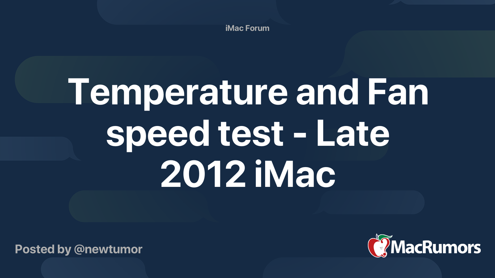 Temperature and Fan speed test - Late 2012 iMac | MacRumors Forums