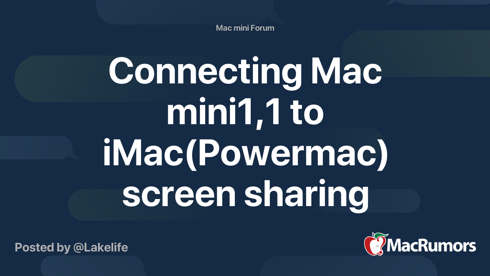 Connecting Mac mini1,1 to iMac(Powermac) screen sharing | MacRumors Forums