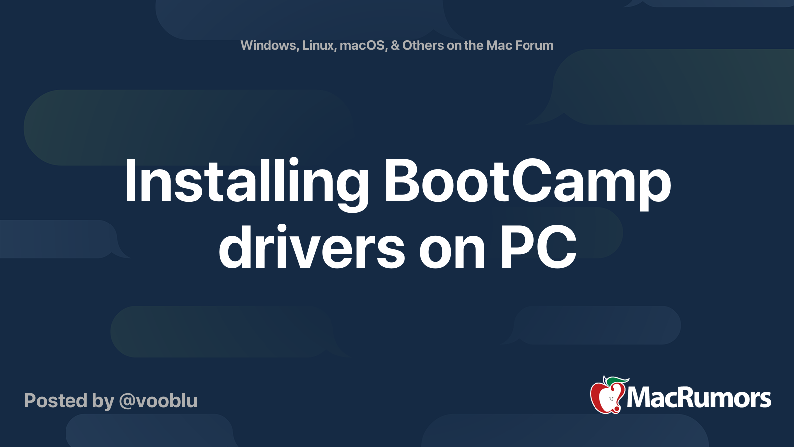 Installing BootCamp drivers on PC | MacRumors Forums