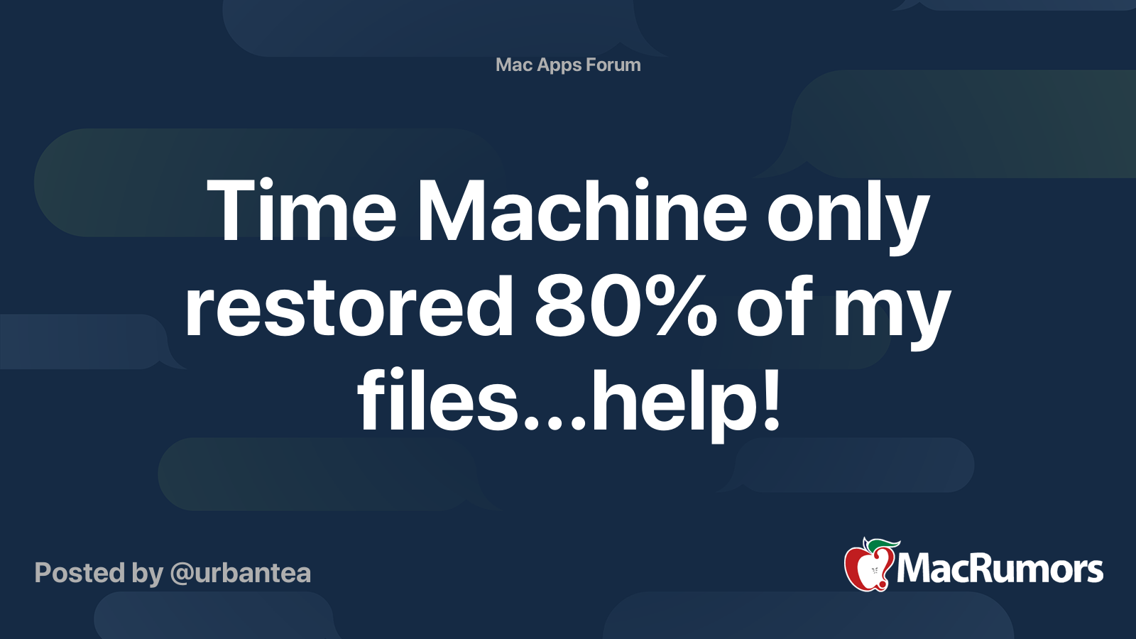 Time Machine only restored 80% of my files...help! | MacRumors Forums