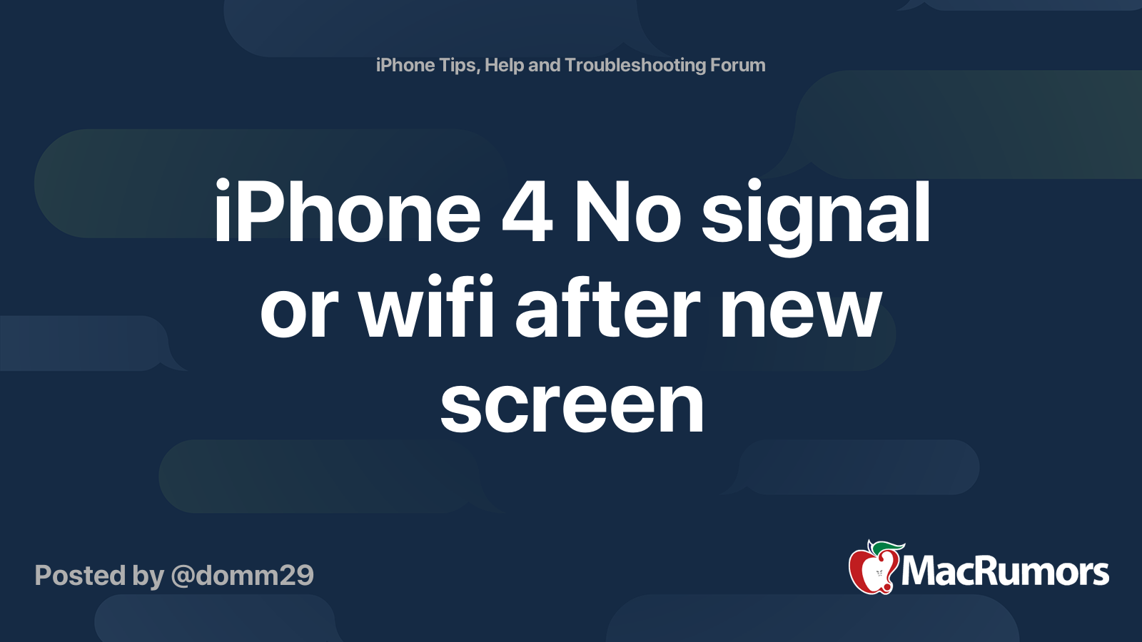 iPhone 4 No signal or wifi after new screen | MacRumors Forums